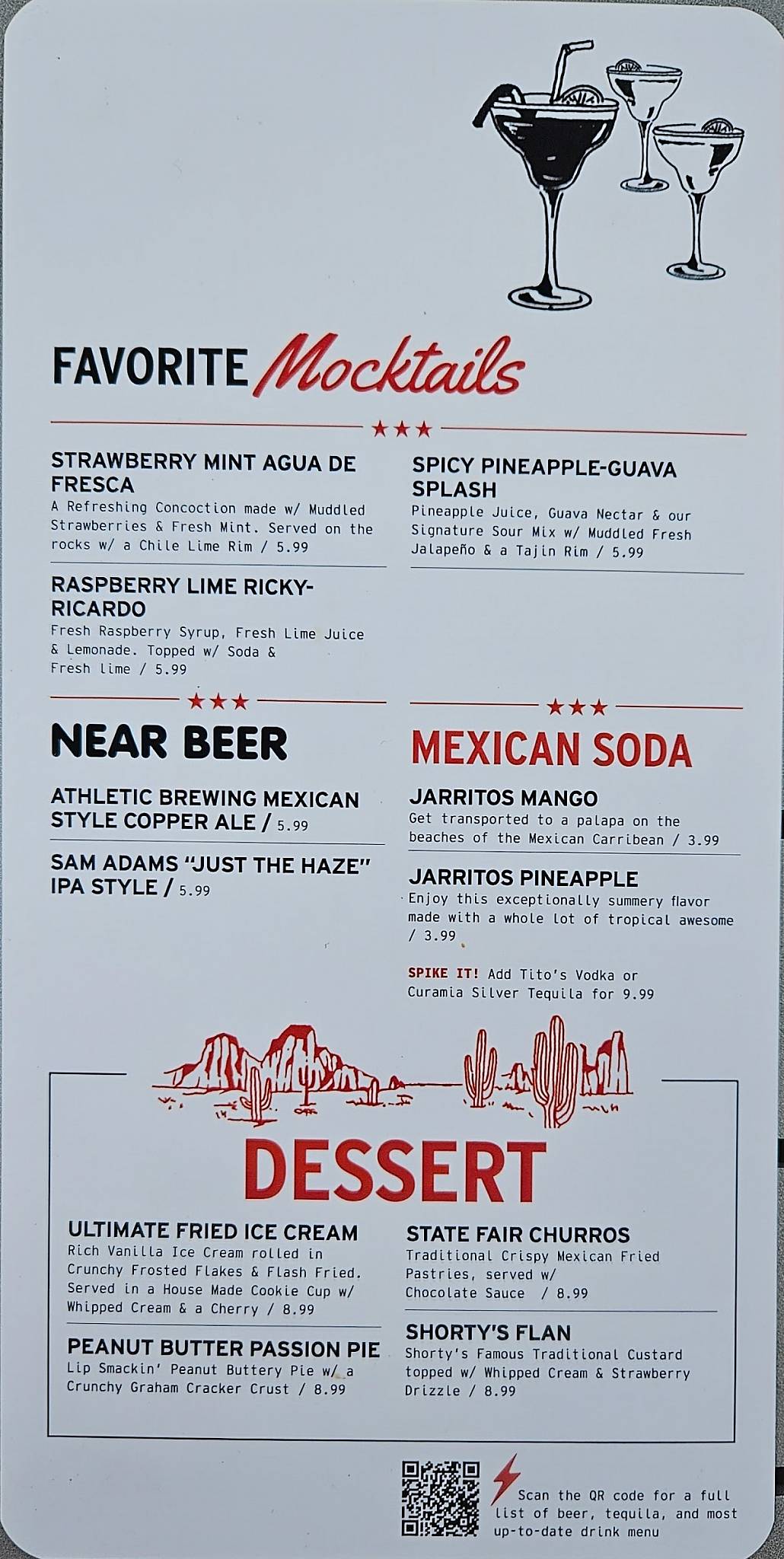 Menu at Shorty's Mexican Roadhouse restaurant, Nashua