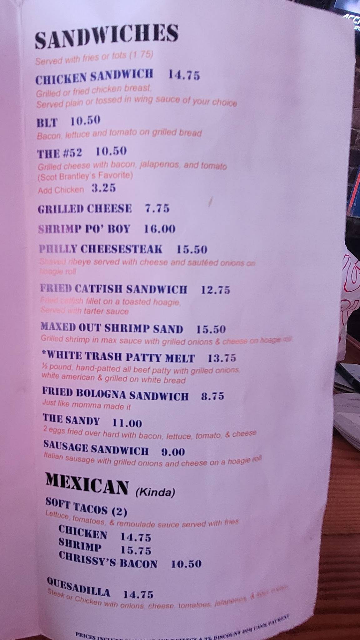 Menu at Shucker's pub & bar, Ocala