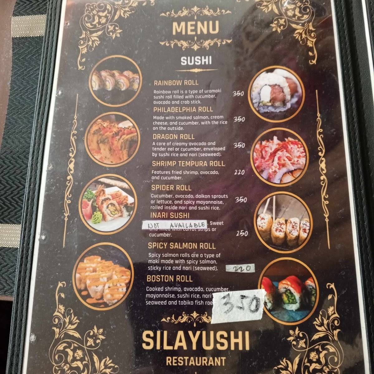 Menu at Silayushi Restaurant, Silay City