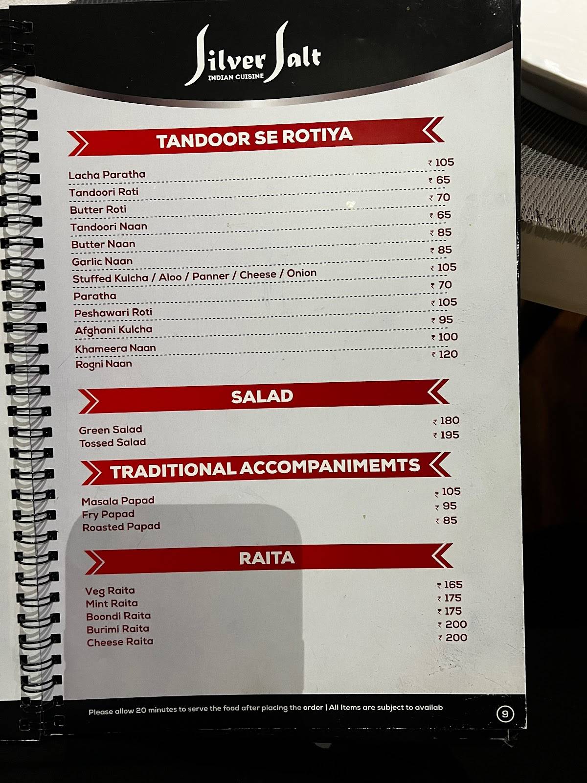 Menu at Silver Salt Indian Cuisine, Hyderabad, 6th Floor