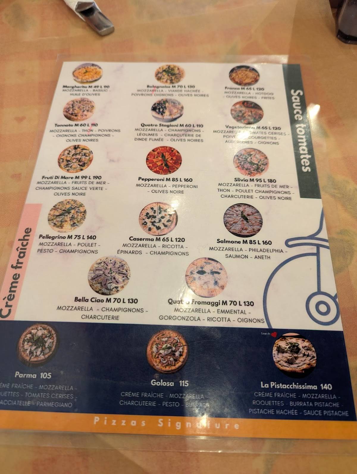 Menu at Silvia Pizzeria, Temara