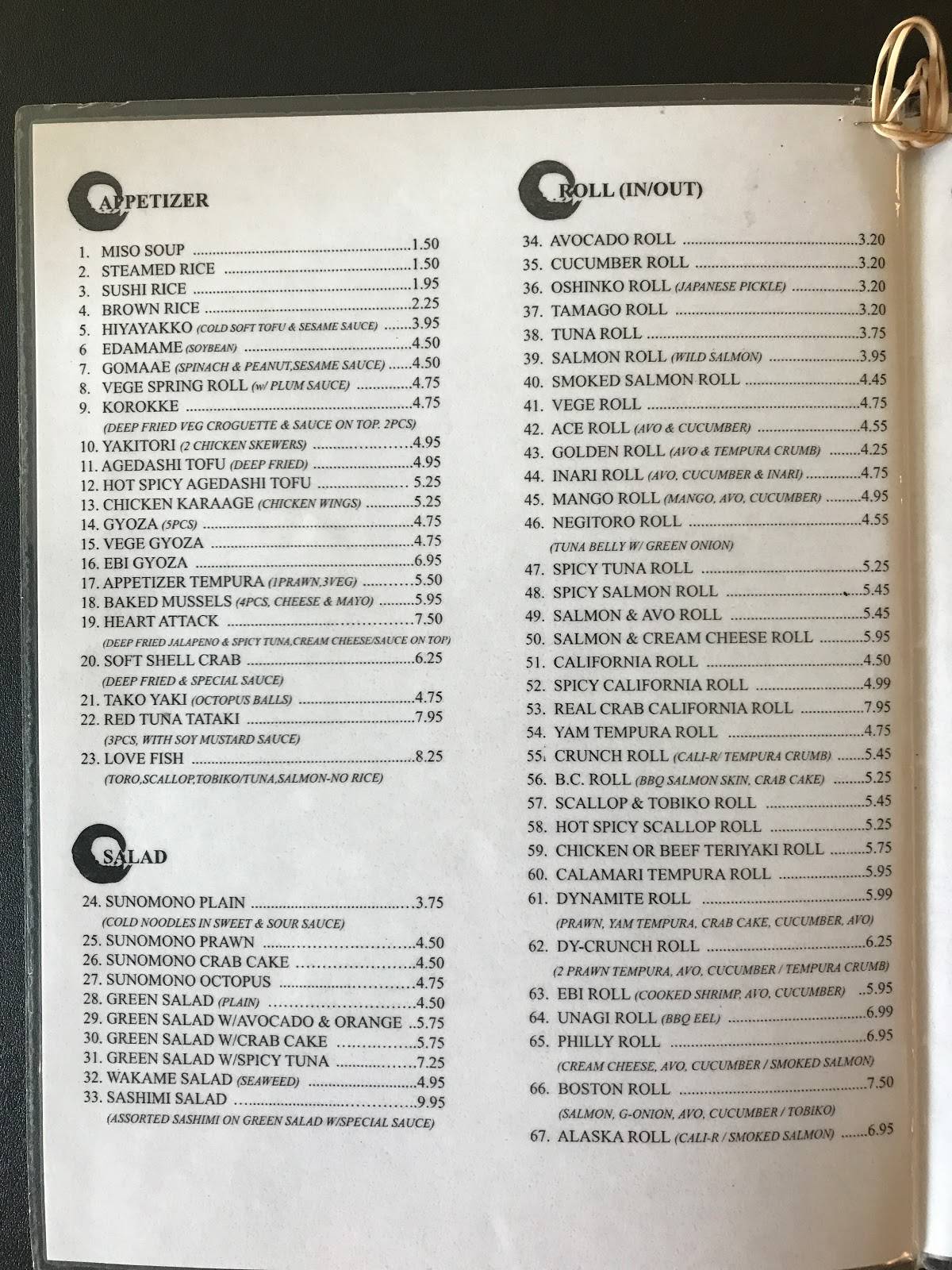 Menu at Sima Japanese Restaurant, Gibsons, 900 Gibsons Way
