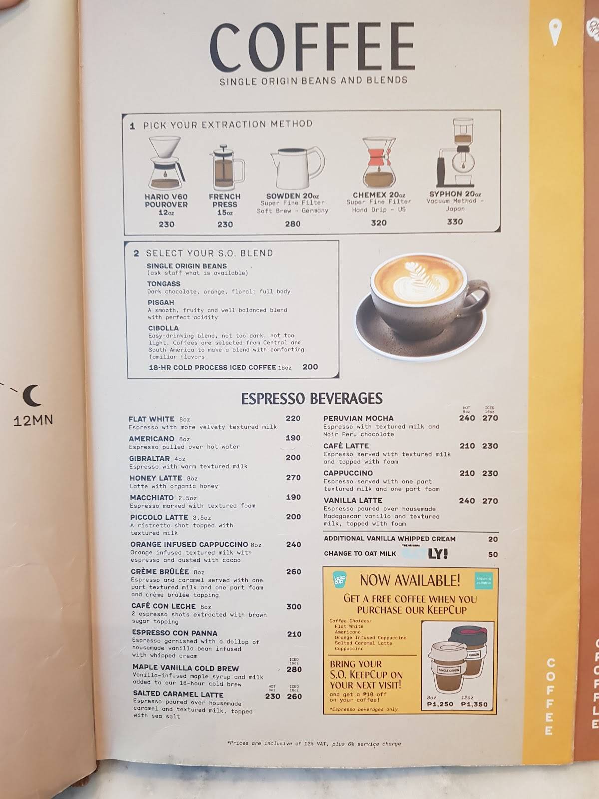 Menu at Single Origin - Greenbelt 5 restaurant, Makati, Greenbelt 5 GF
