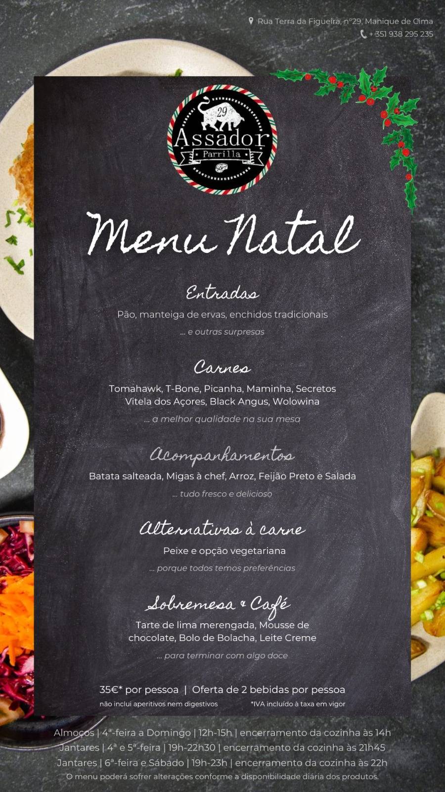 Menu at Assador 29 restaurant, Sintra