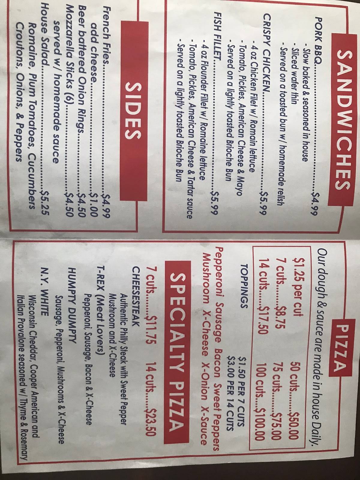 Menu at Sizzle Pi Pizza pizzeria, Kingston