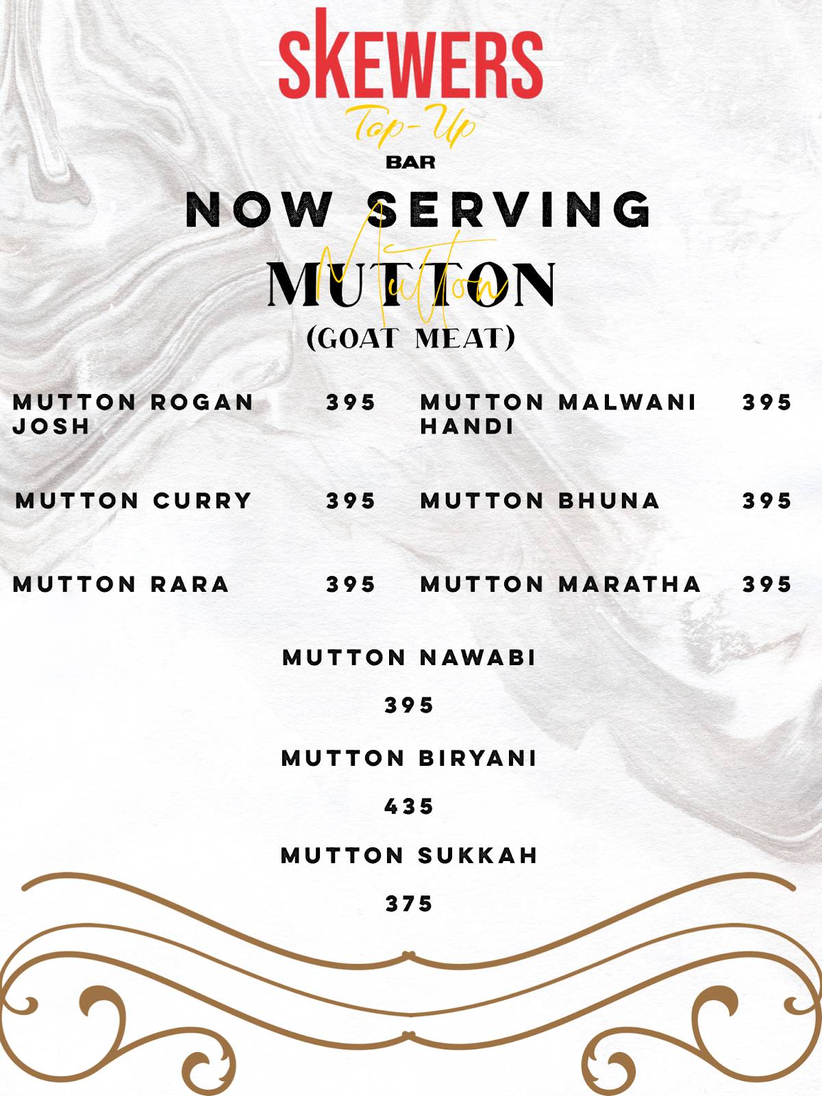 Menu at Skewers Top-Up Bar, Pune