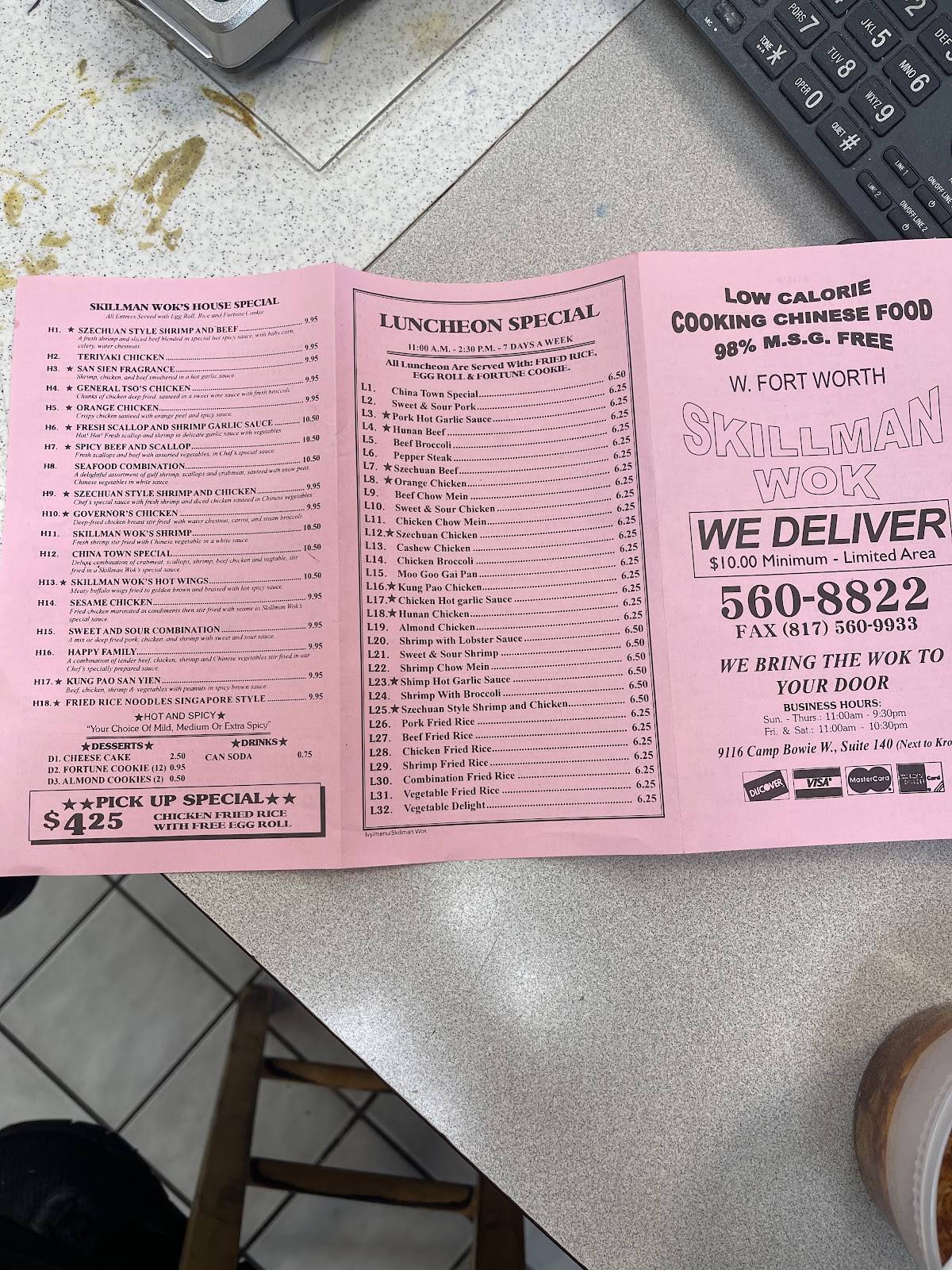 Menu at Skillman Wok of West Fort Worth restaurant, Fort Worth, Camp ...