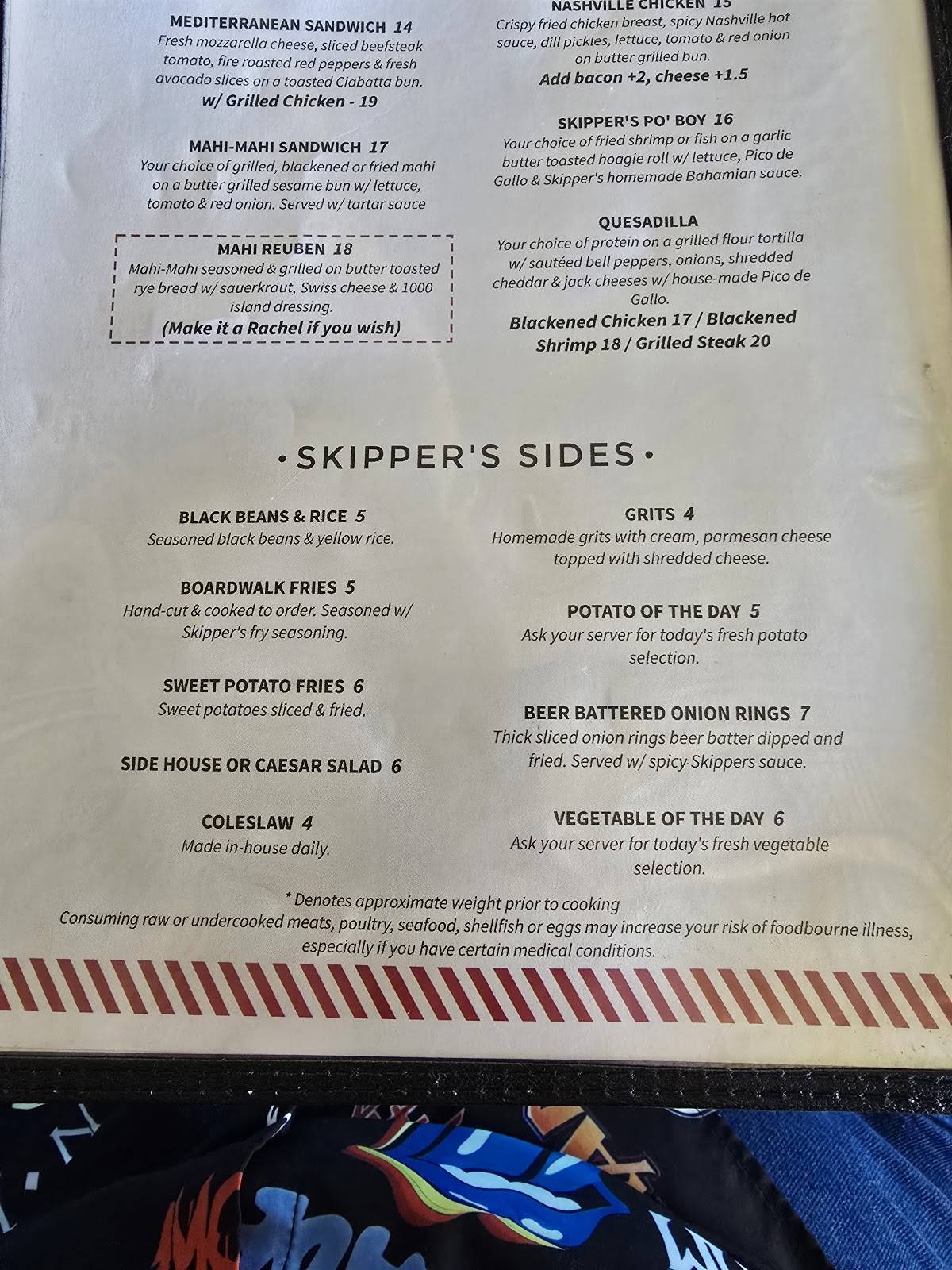 Menu at Skipper's Cove Bar & Grill, Fort Pierce