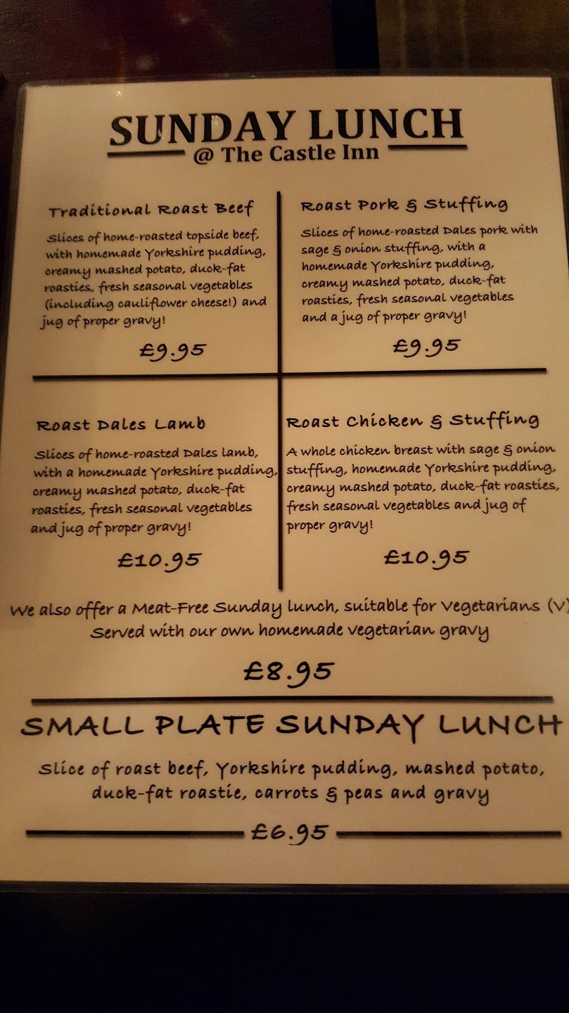 Menu at The Castle Inn pub & bar, Skipton