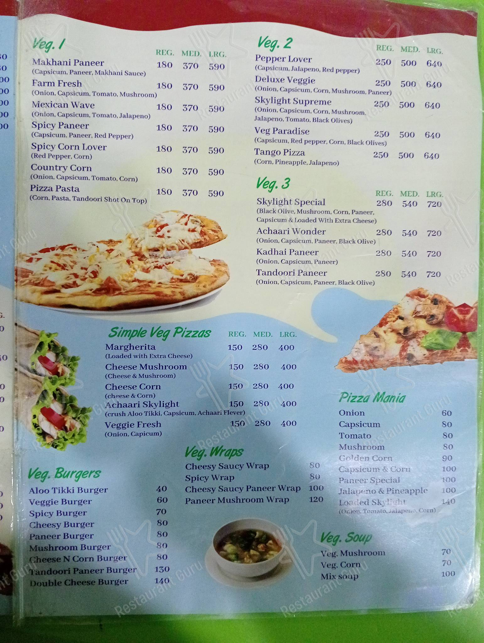 Menu at Sky Light Pizza And Cafe (Bholath), Bholath
