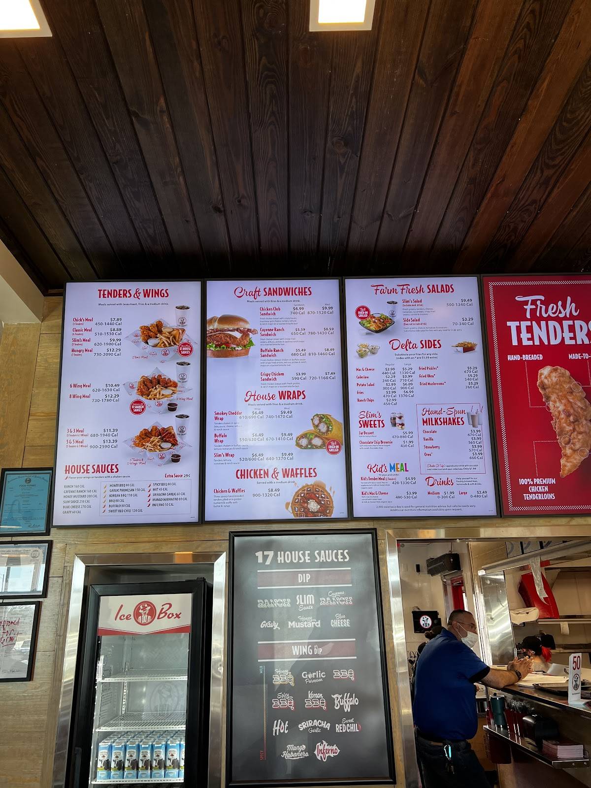 Menu at Slim Chickens restaurant, Muscle Shoals, Woodward Ave