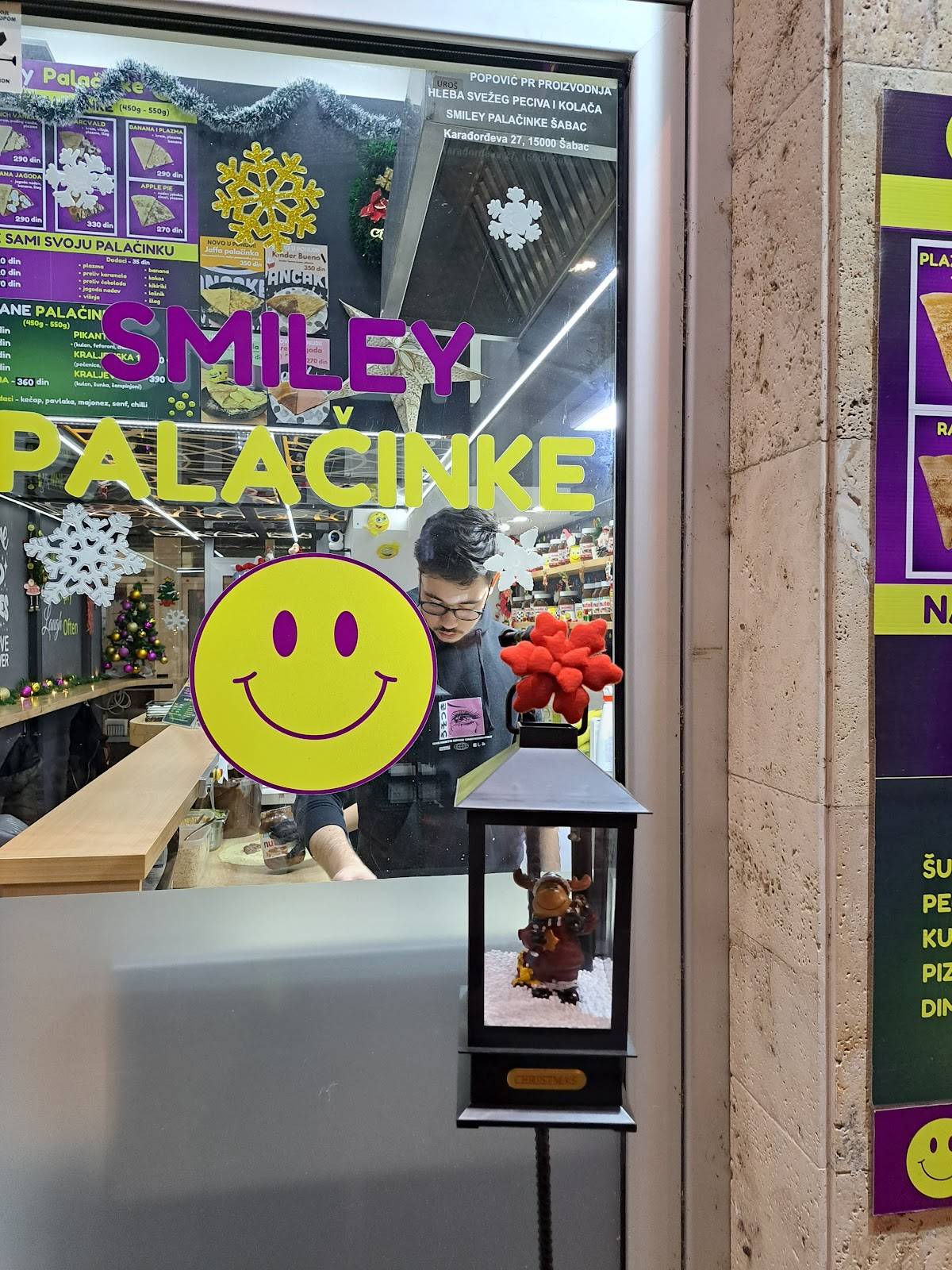 Menu at Smiley Palacinke restaurant, Šabac