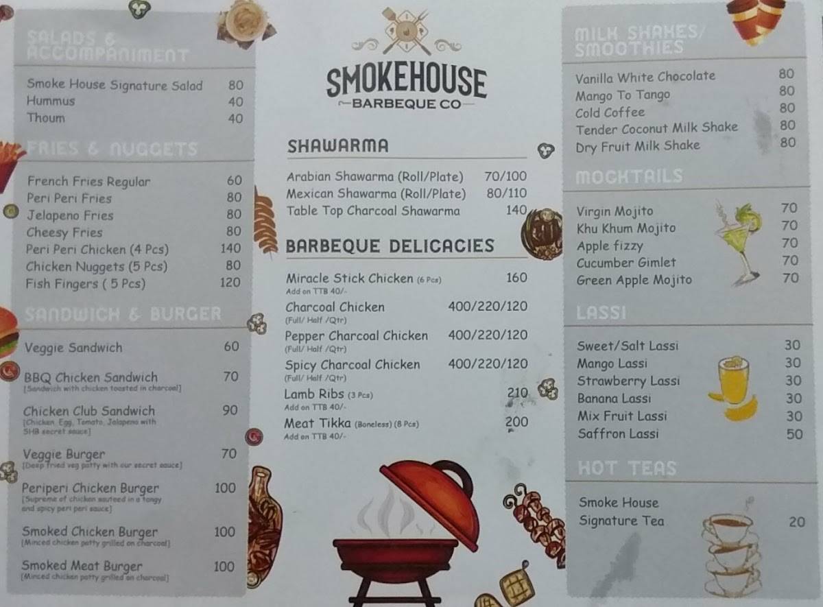 Menu at Smokehouse Barbeque Co., Thalassery
