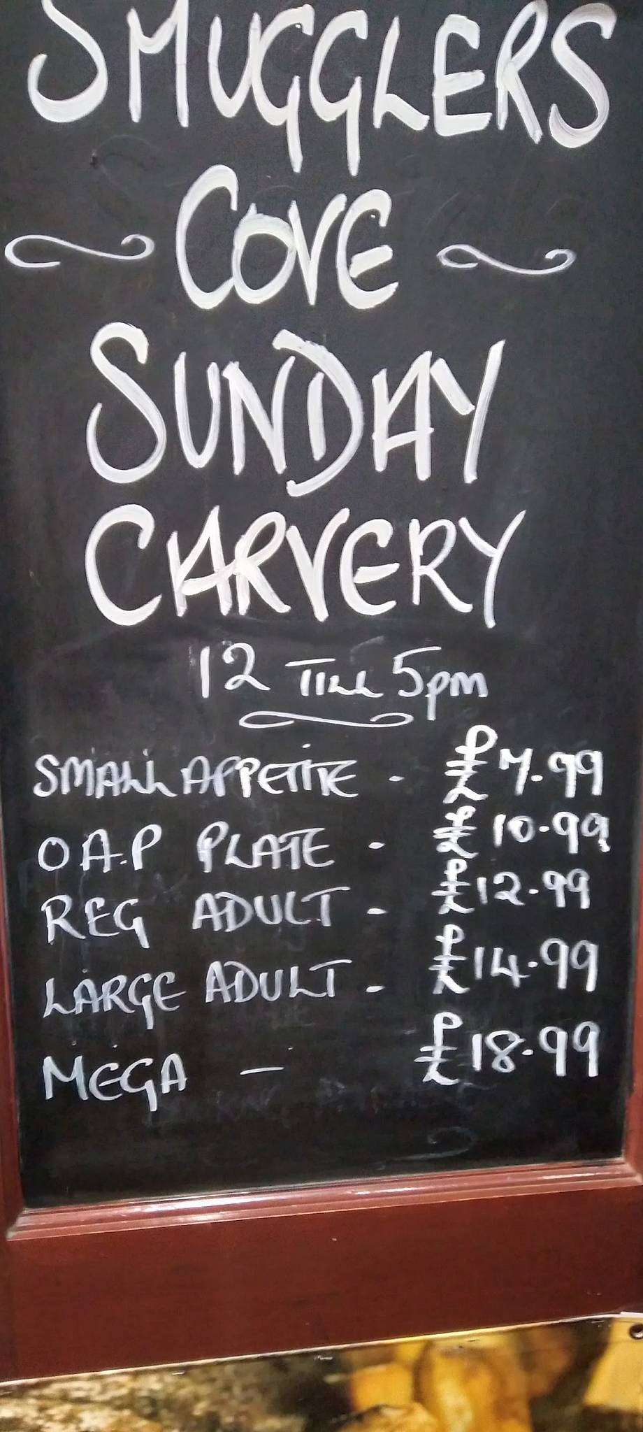 Menu at Smugglers Cove restaurant, Filey