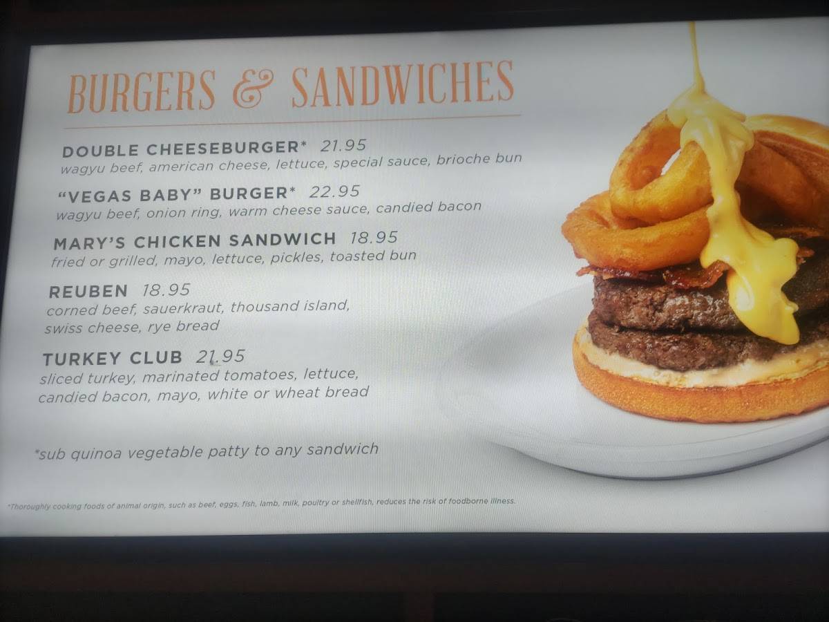 Menu at Snacks At The Bellagio restaurant, Las Vegas, 3600 S Las Vegas Blvd