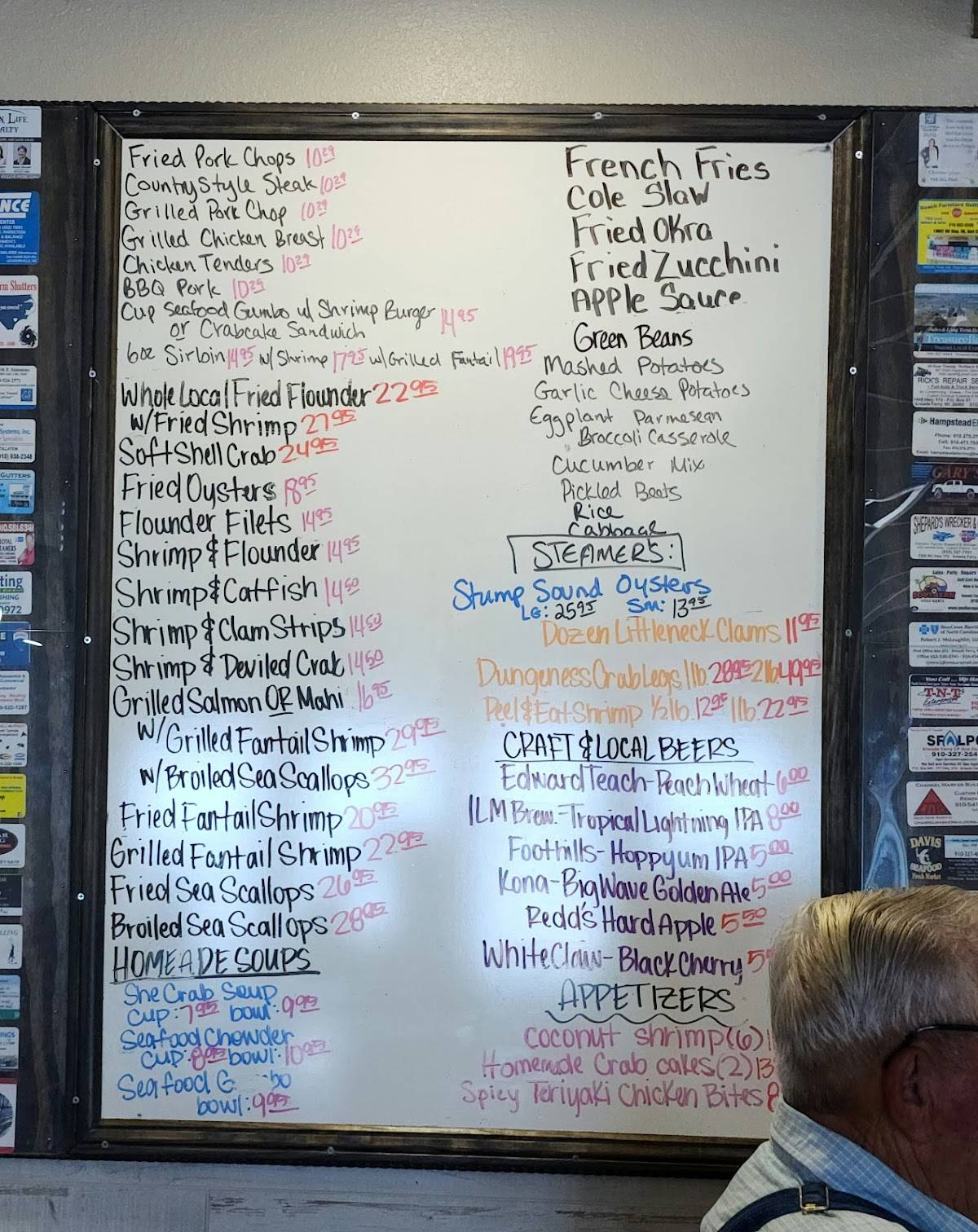 Menu at Riverview Cafe, Sneads Ferry
