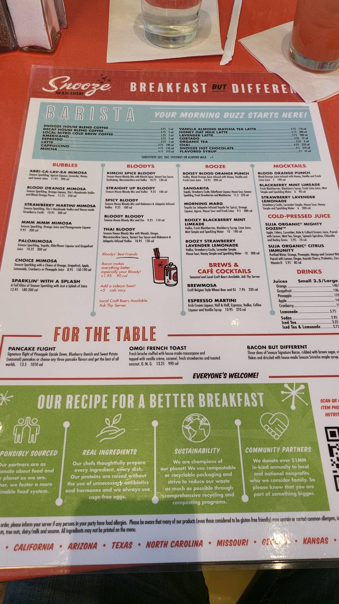 Menu at Snooze, an A.M. Eatery pub & bar, Fort Worth, W 7th St Suite 108
