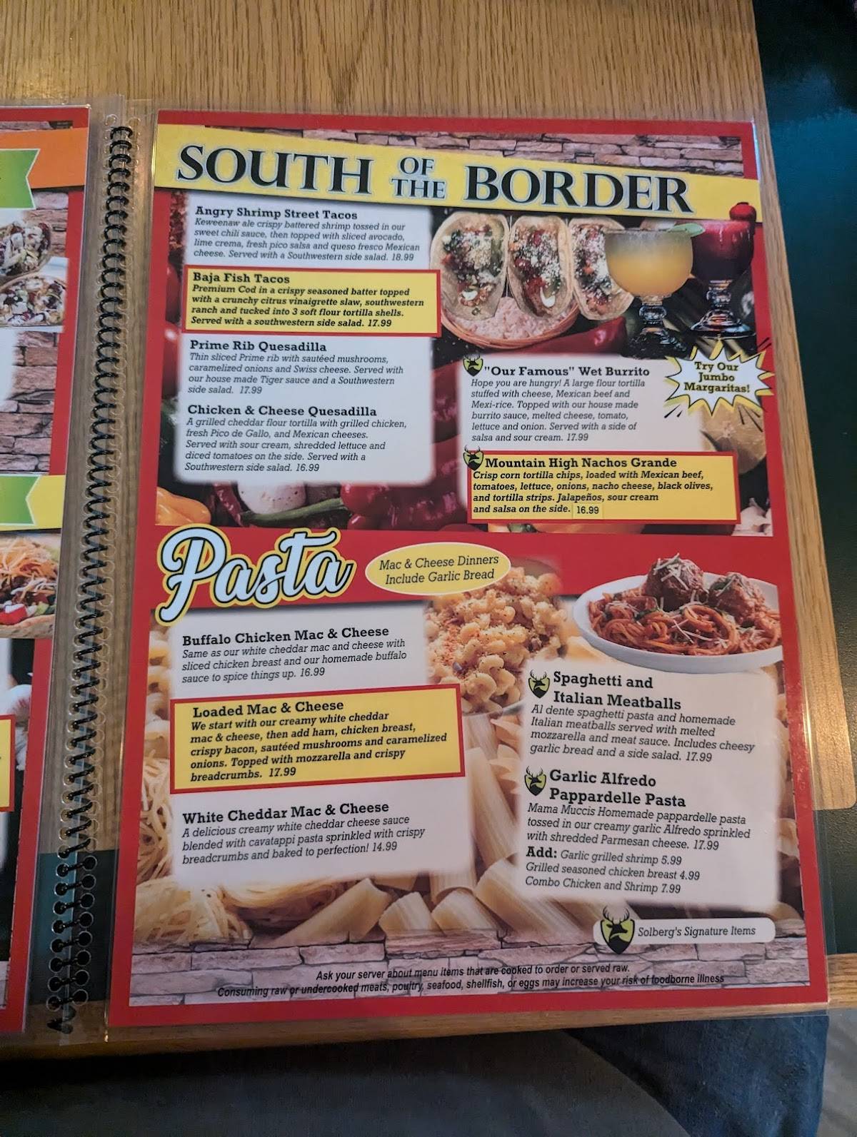 Menu at Solbergs Buck Inn Sports Bar & Grill, Escanaba