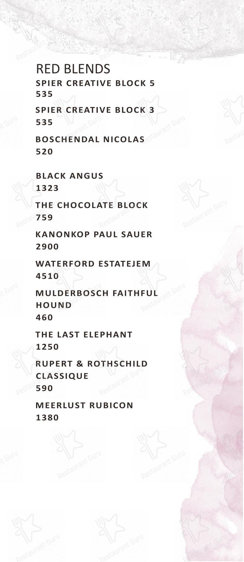 Menu at Solo Restaurant Sandton, Sandton