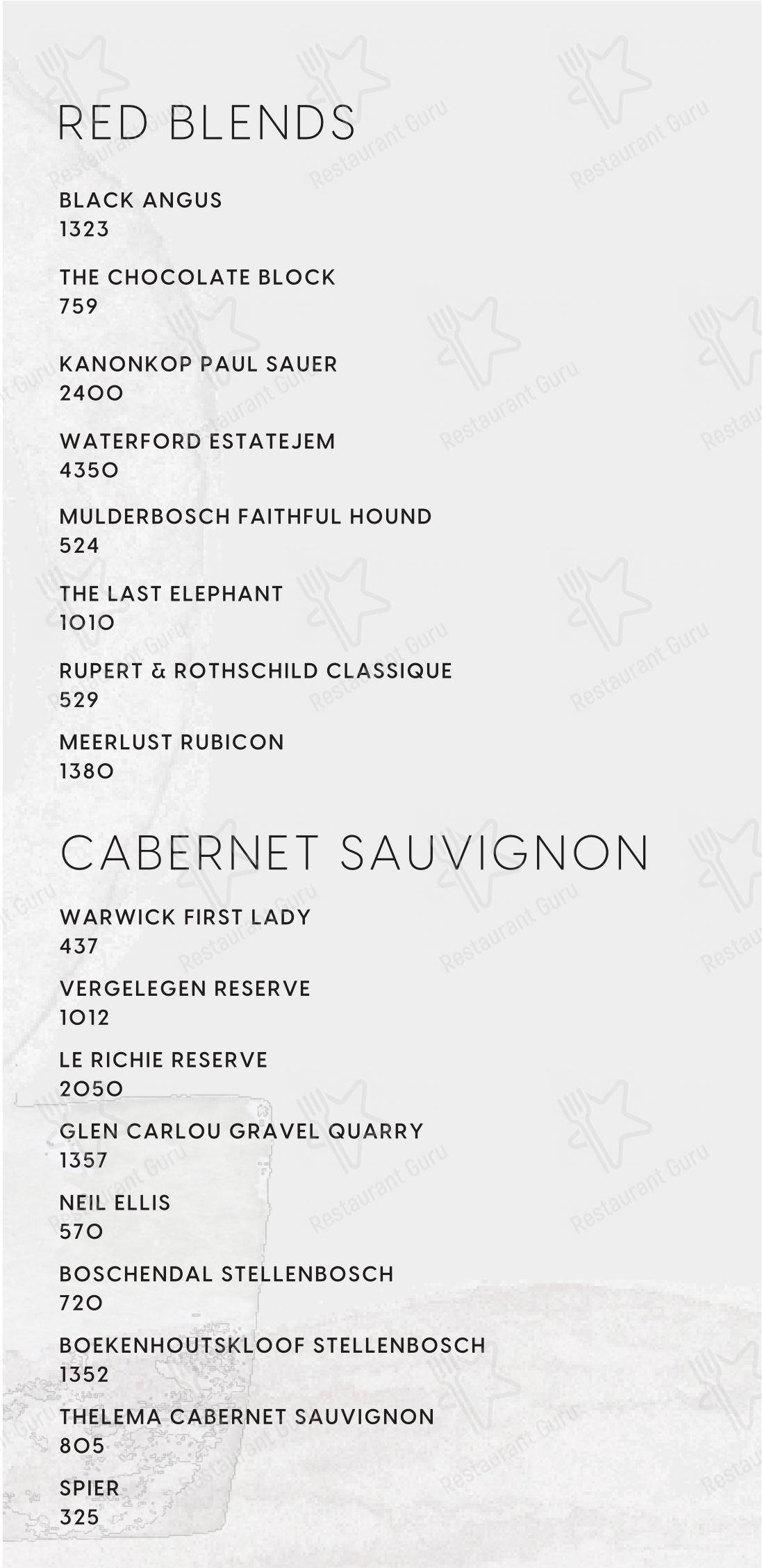 Menu at Solo Restaurant Sandton, Sandton