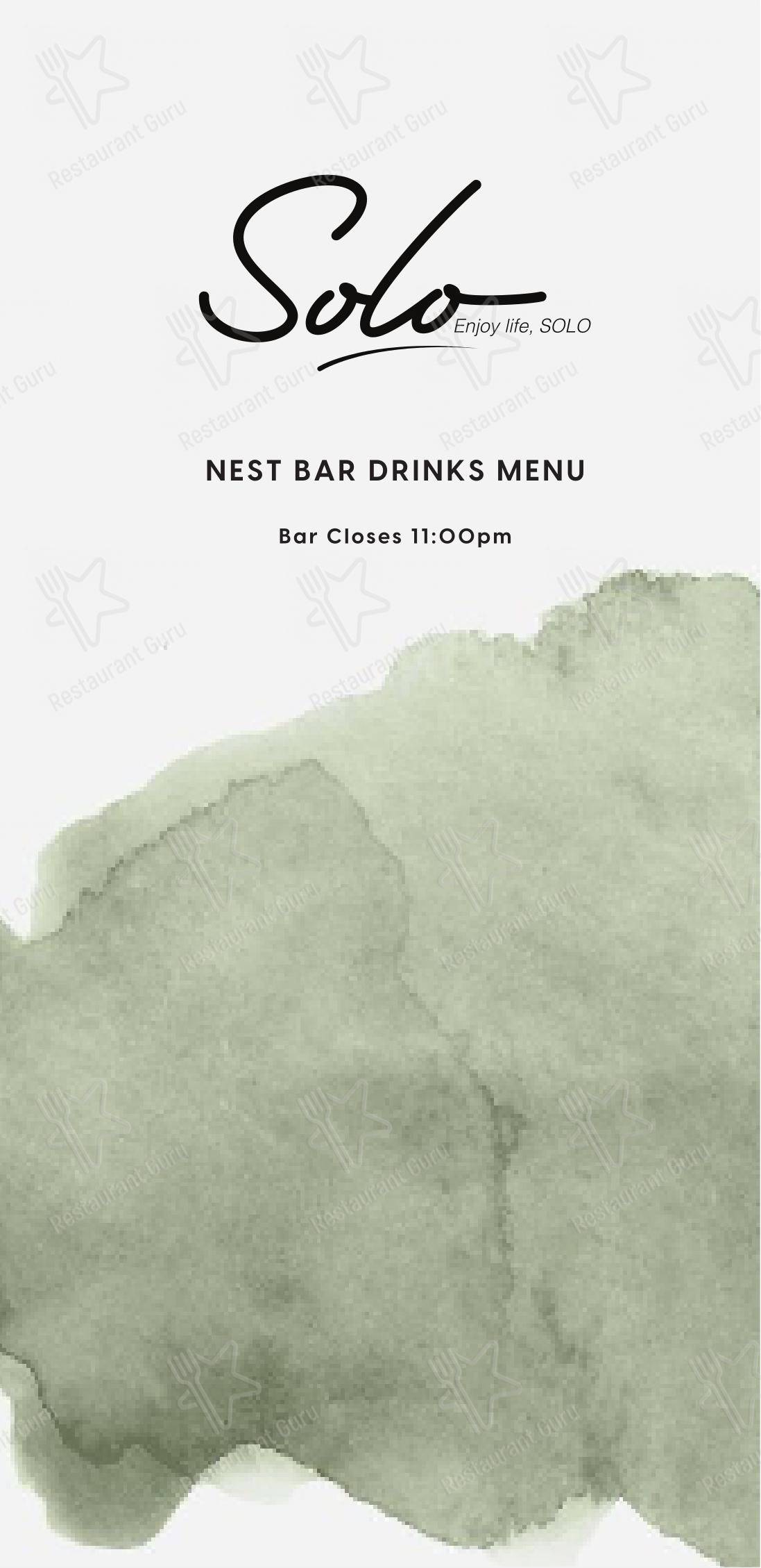 Menu at Solo Restaurant Sandton, Sandton