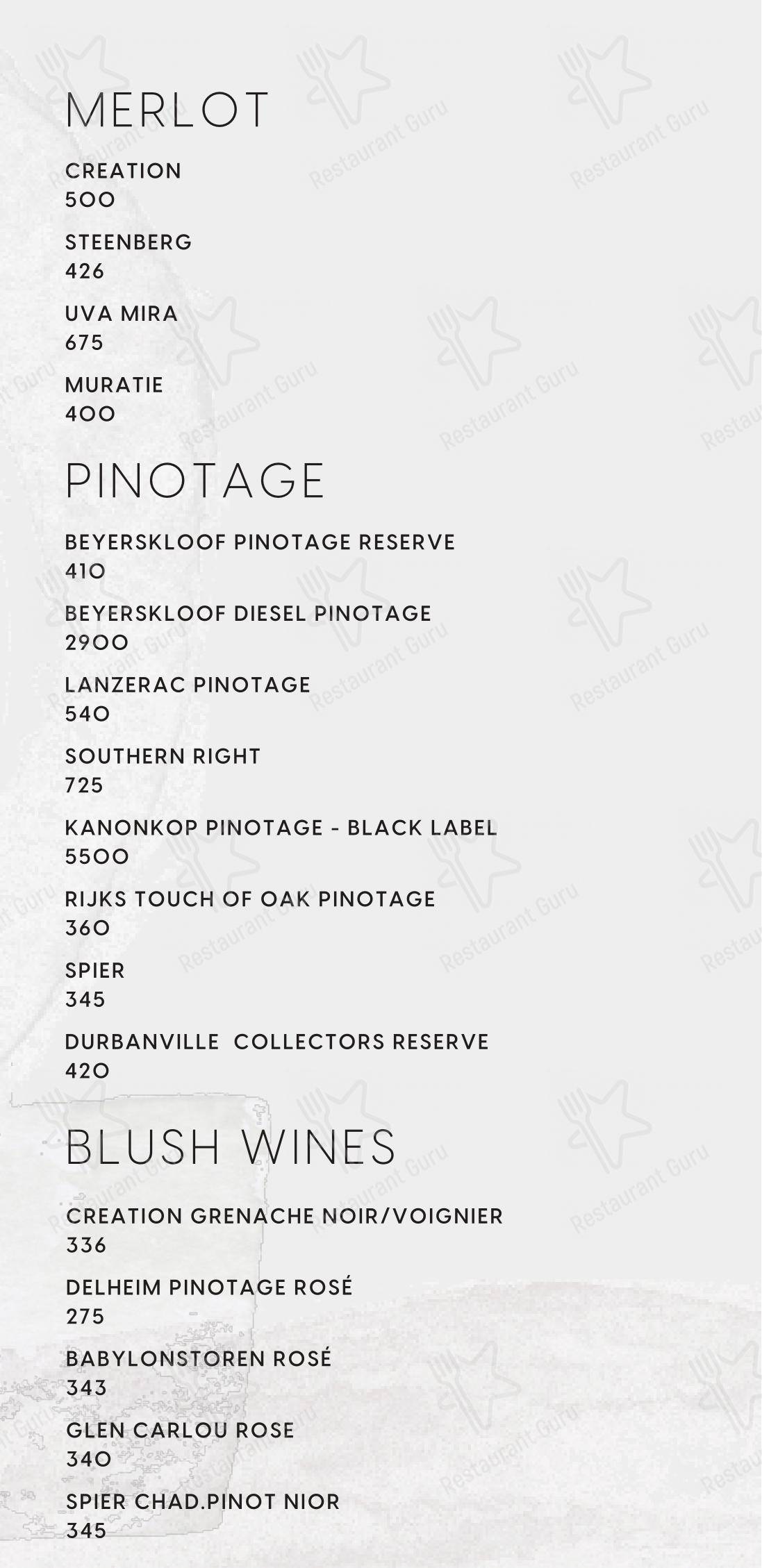 Menu at Solo Restaurant Sandton, Sandton