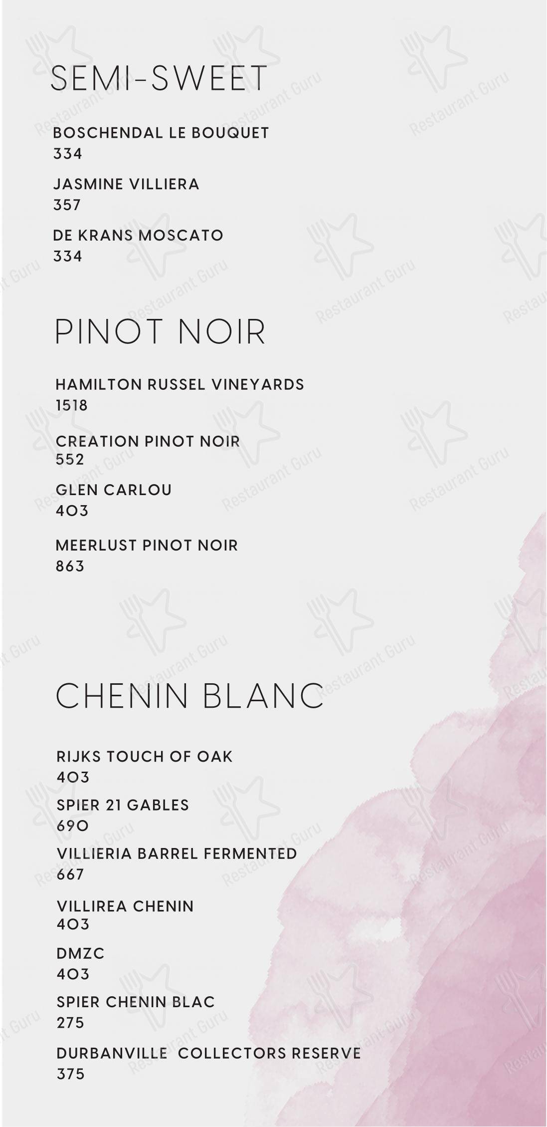 Menu at Solo Restaurant Sandton, Sandton