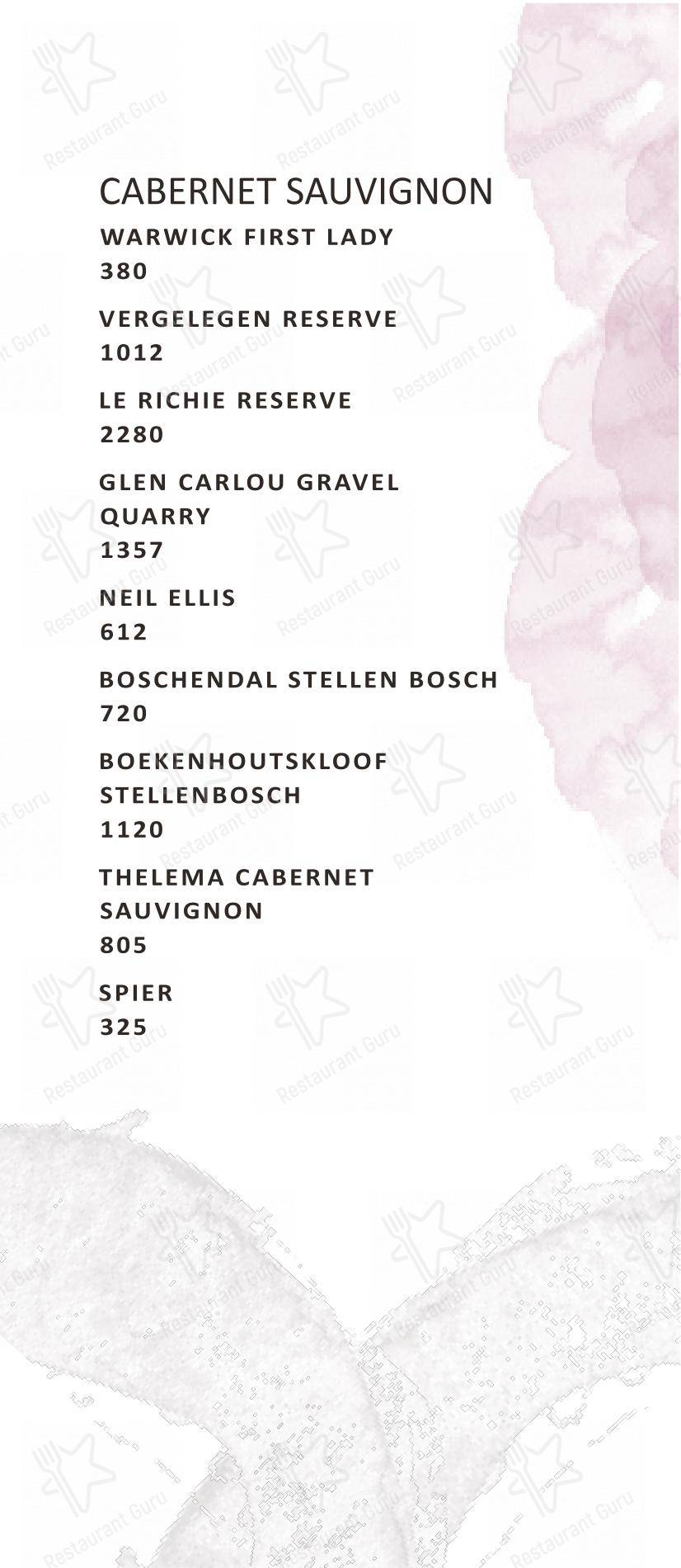 Menu at Solo Restaurant Sandton, Sandton