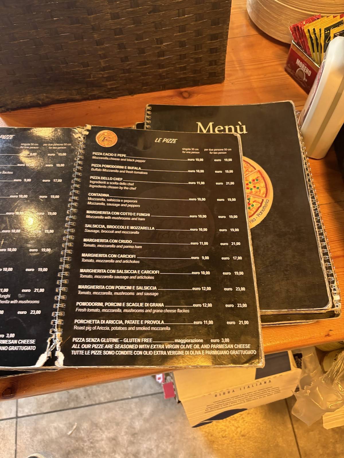 Menu at Pizzeria da Franco, Sorrento, Corso Italia