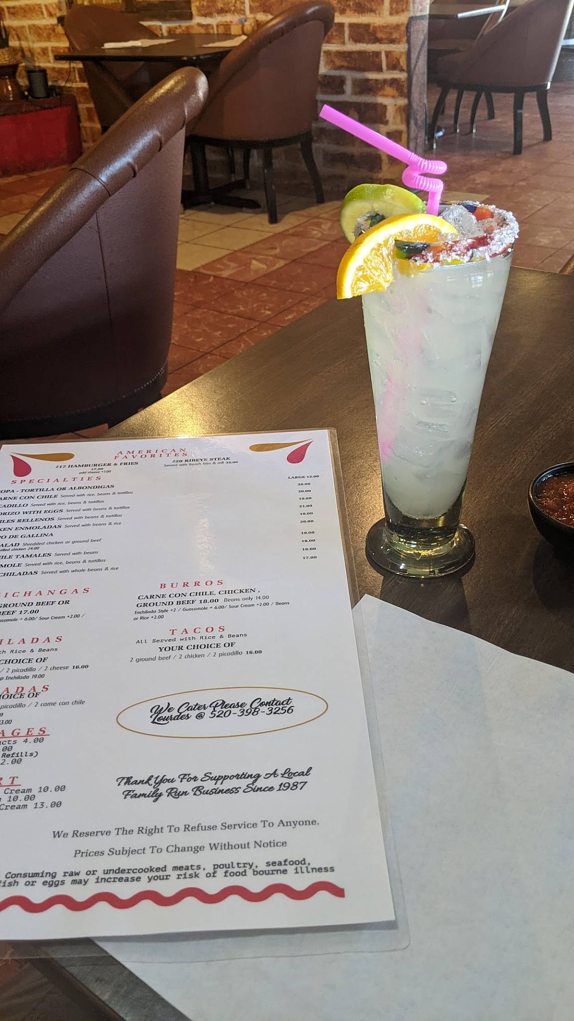 Menu at Soto's Outpost Mexican Restaurant, Tubac