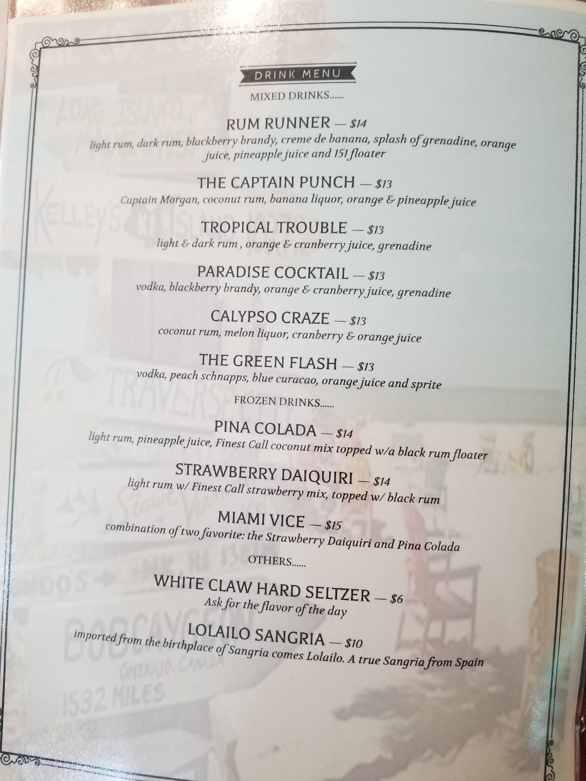 Menu at South Beach Bar & Grille, Boca Grande