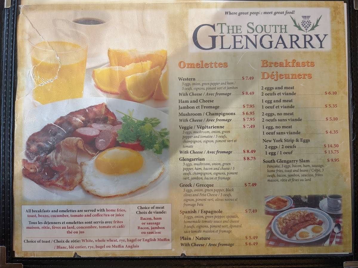 Menu at The South Glengarry Restaurant, South Lancaster