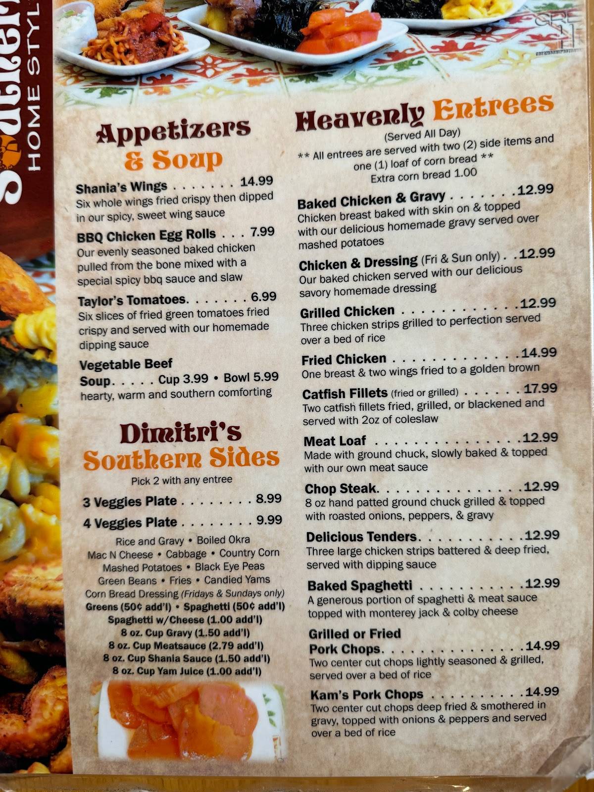 Menu at Southern Hands Homestyle Cooking restaurant, Memphis, 6025 ...