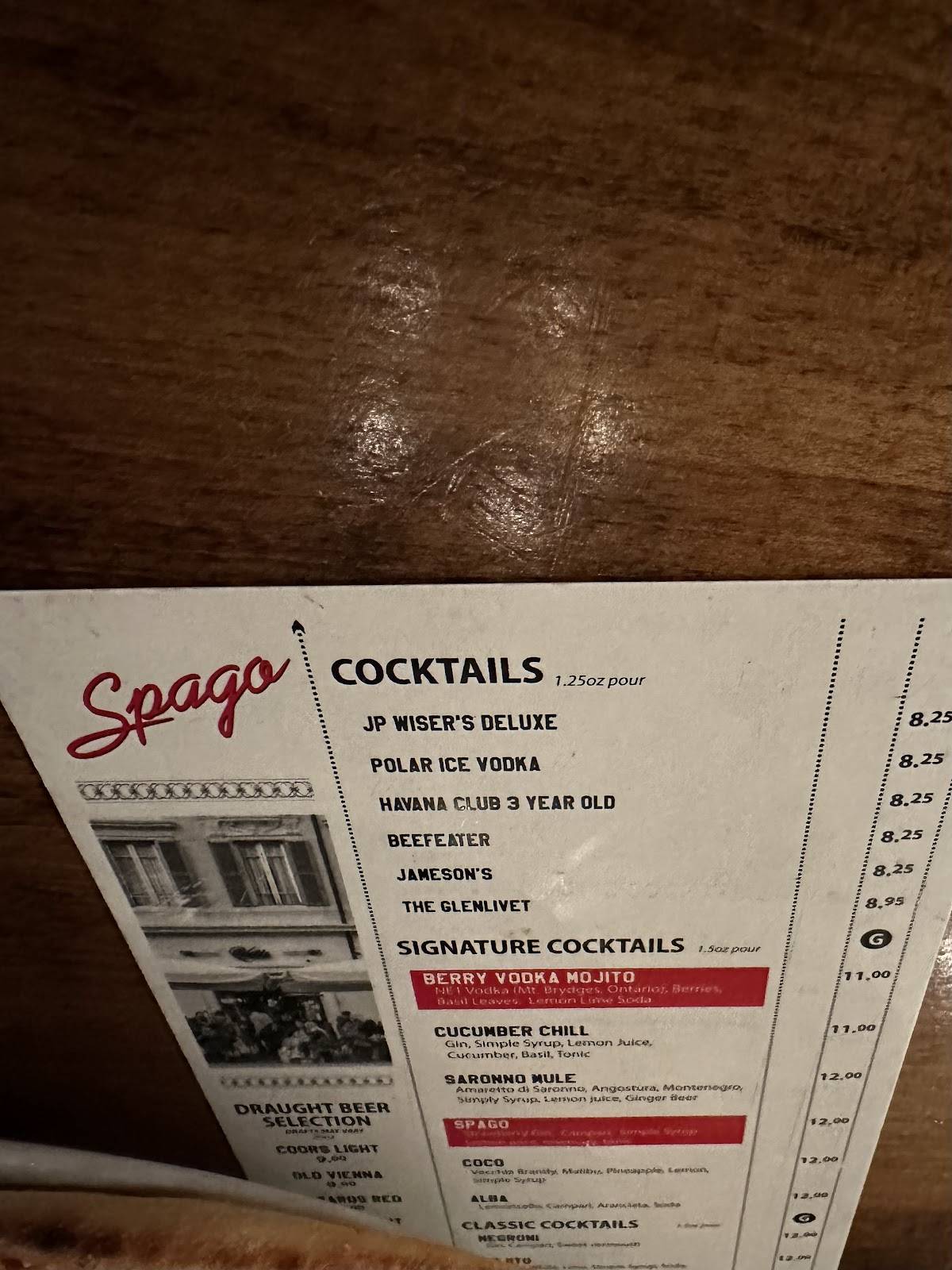 Menu at Spago South Windsor restaurant, Windsor, Dougall Ave