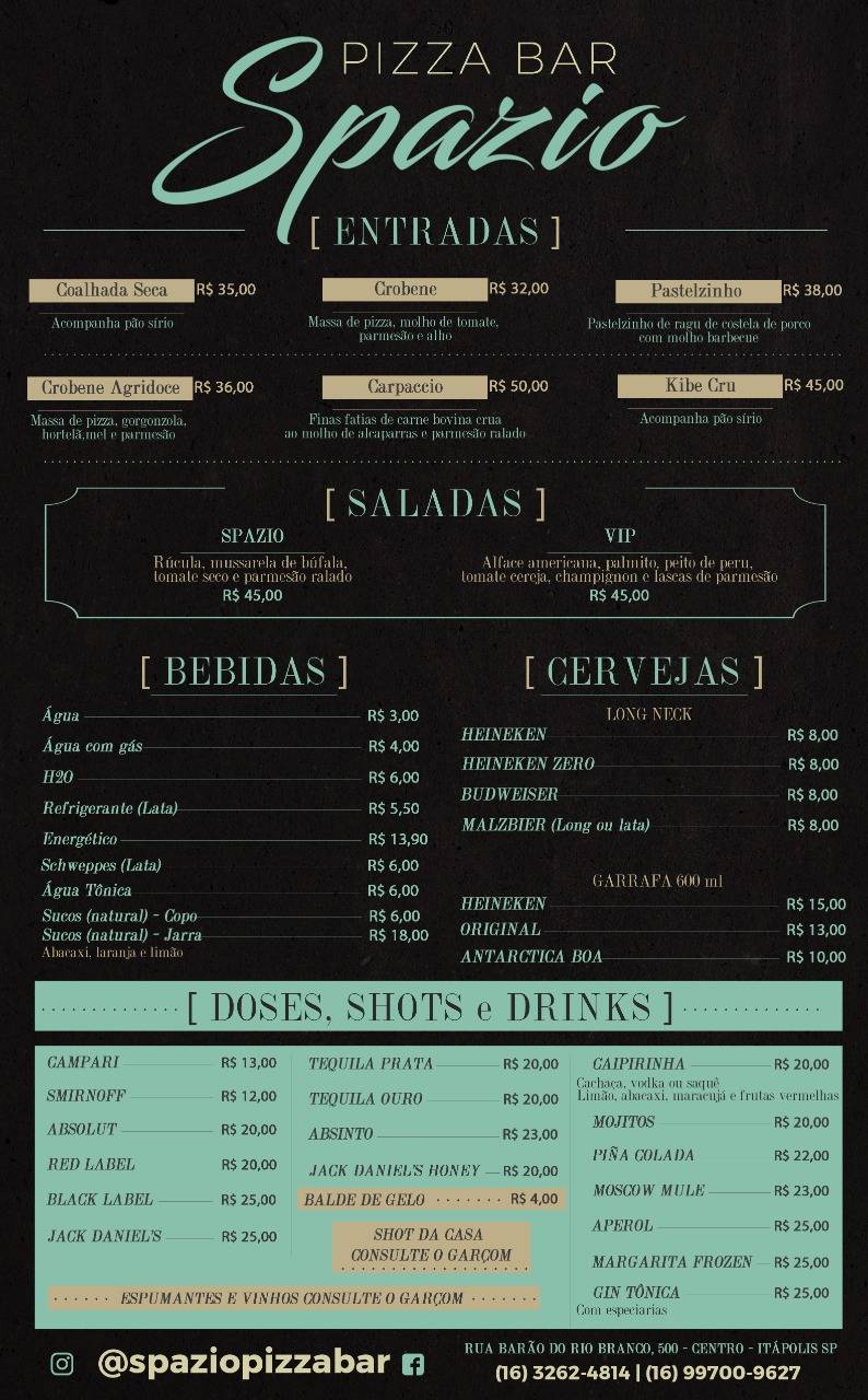 Menu em Spazio Pizza Bar, Itápolis