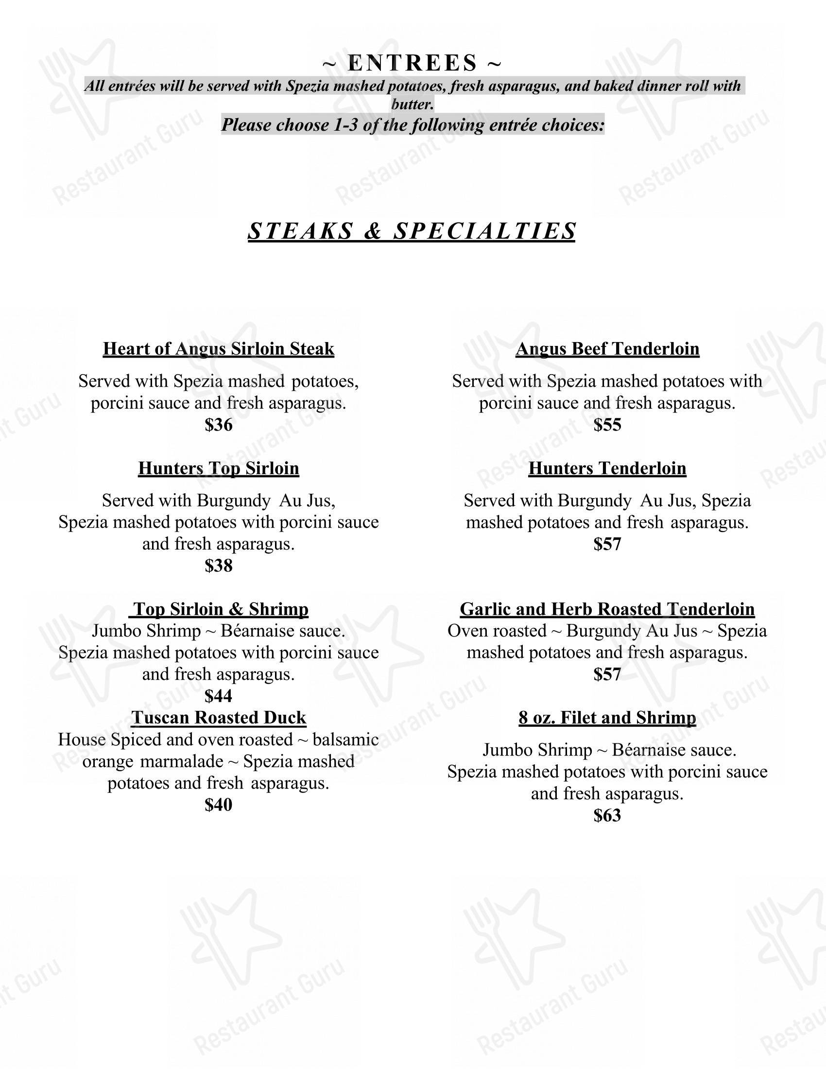 Menu at Spezia restaurant, Omaha