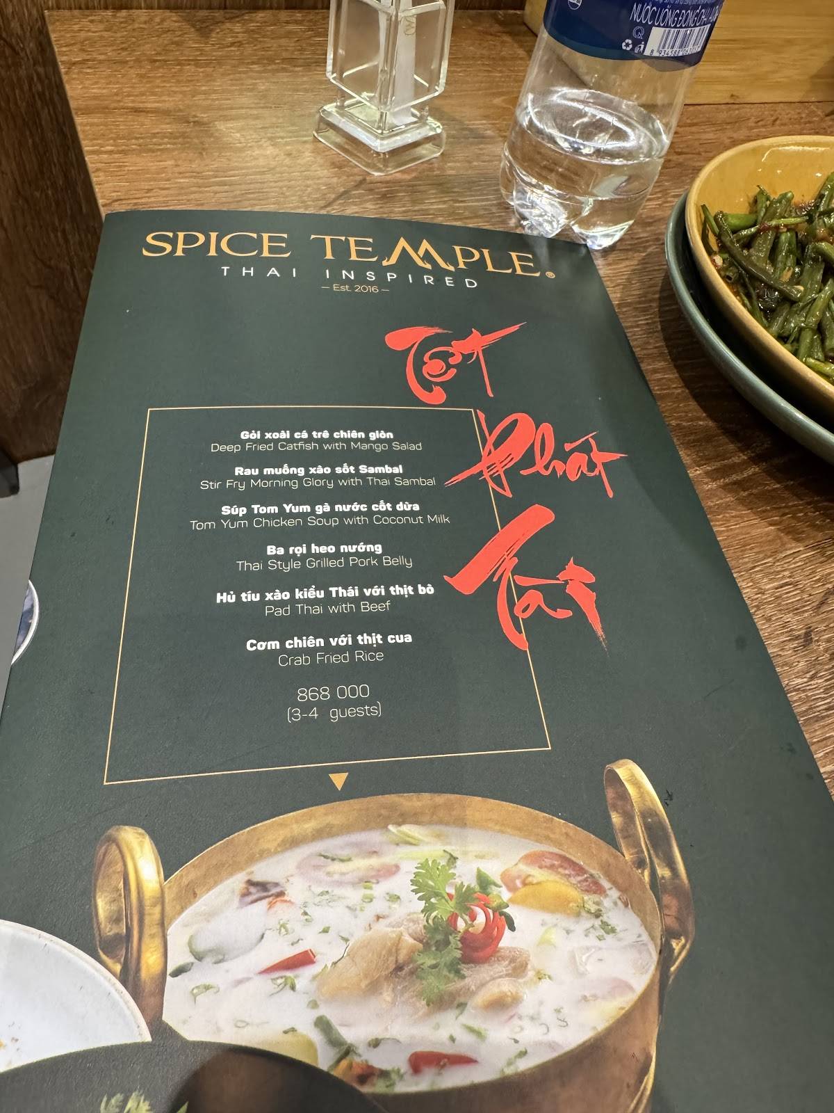 Menu at Spice Temple Saigon Centre restaurant, Ho Chi Minh City, Trong ...