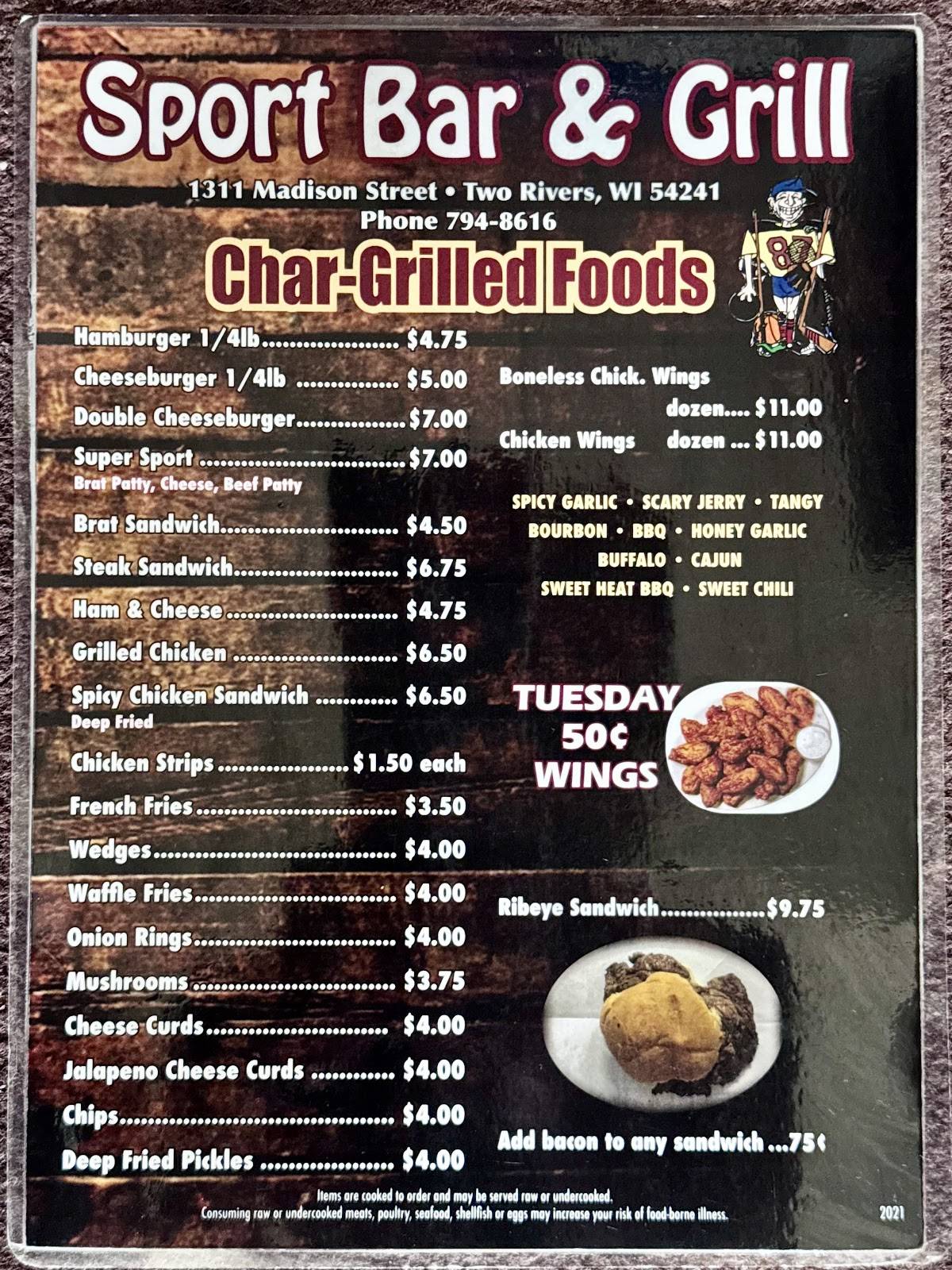 Menu at Sport Bar & Grill, Two Rivers
