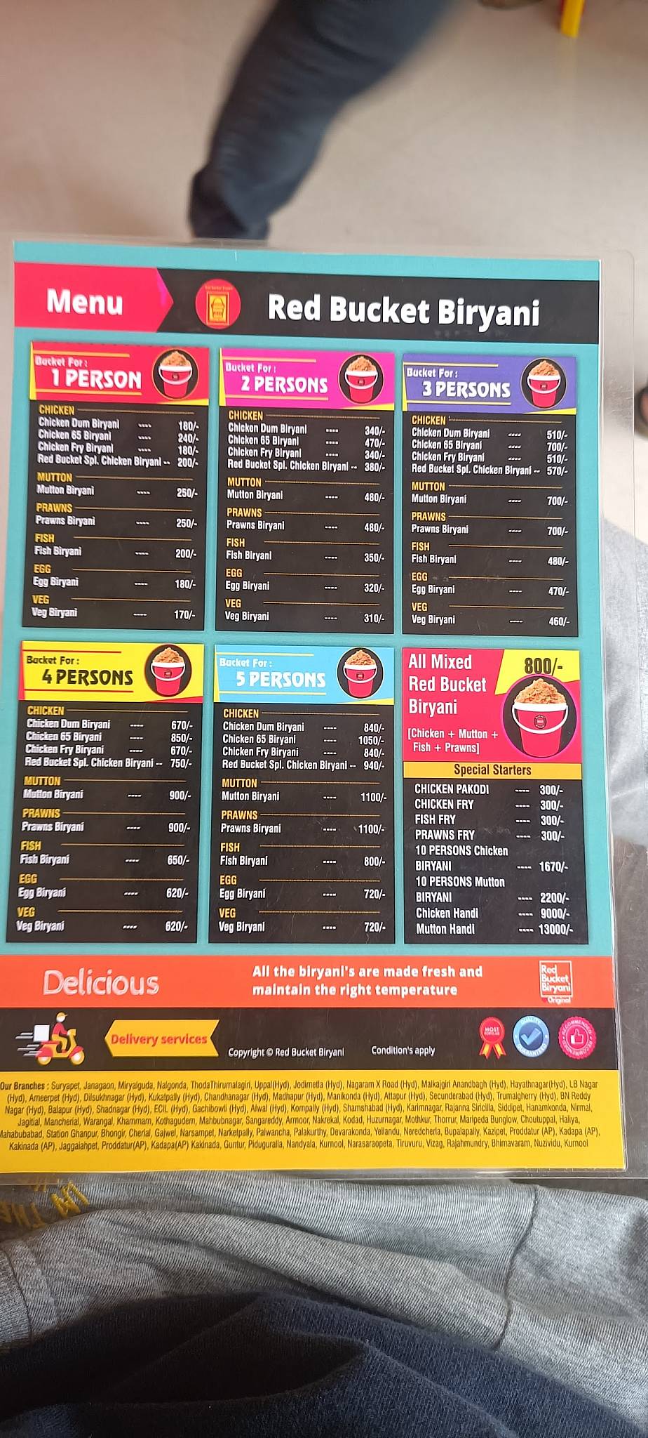 Menu at Red Bucket Biryani Srikakulam, Srikakulam