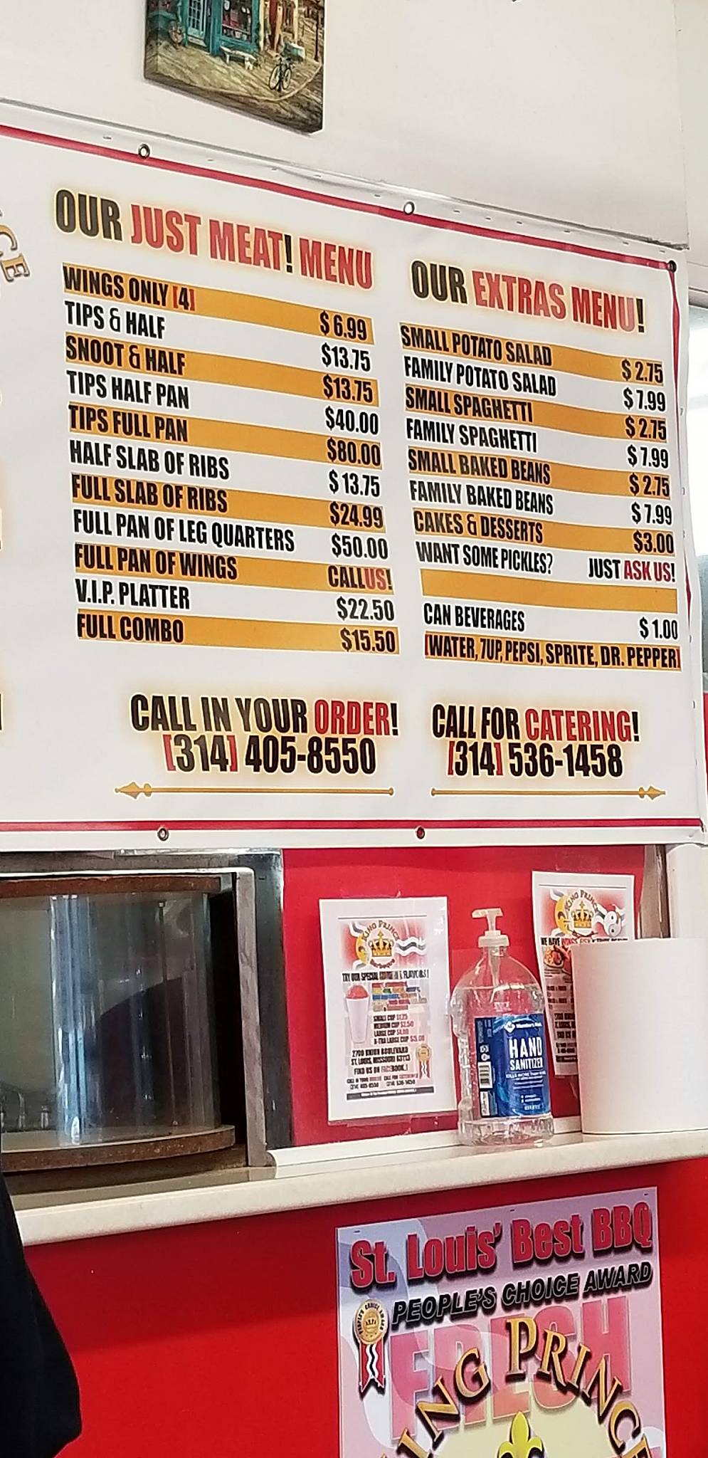 Menu at King Prince Bar B Que, St. Louis