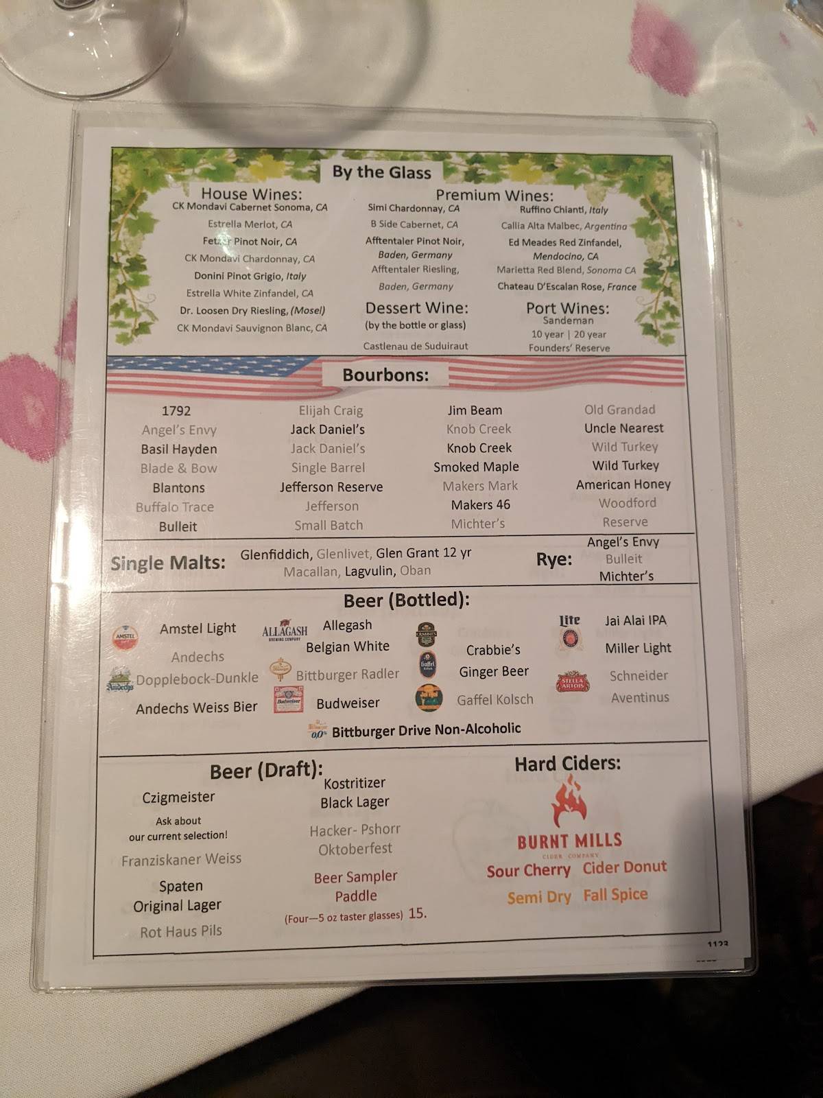 Menu at Black Forest Inn pub & bar, Stanhope
