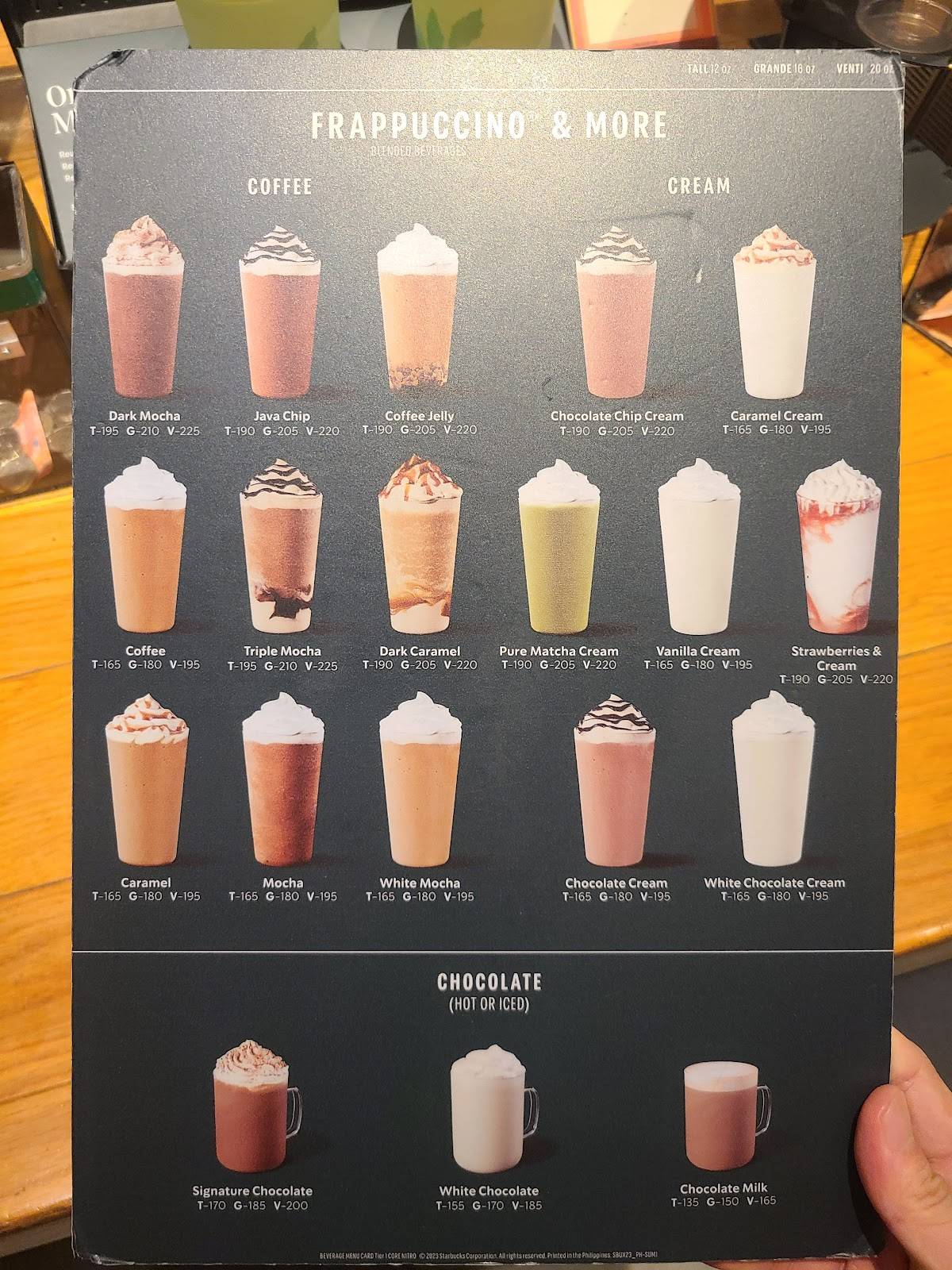 Carta del café Starbucks Belmont Hotel Manila, Pasay, GF Belmont Hotel