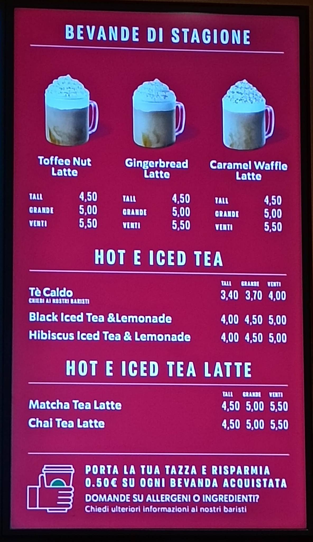 Carta de Starbucks - Porta di Roma, Roma