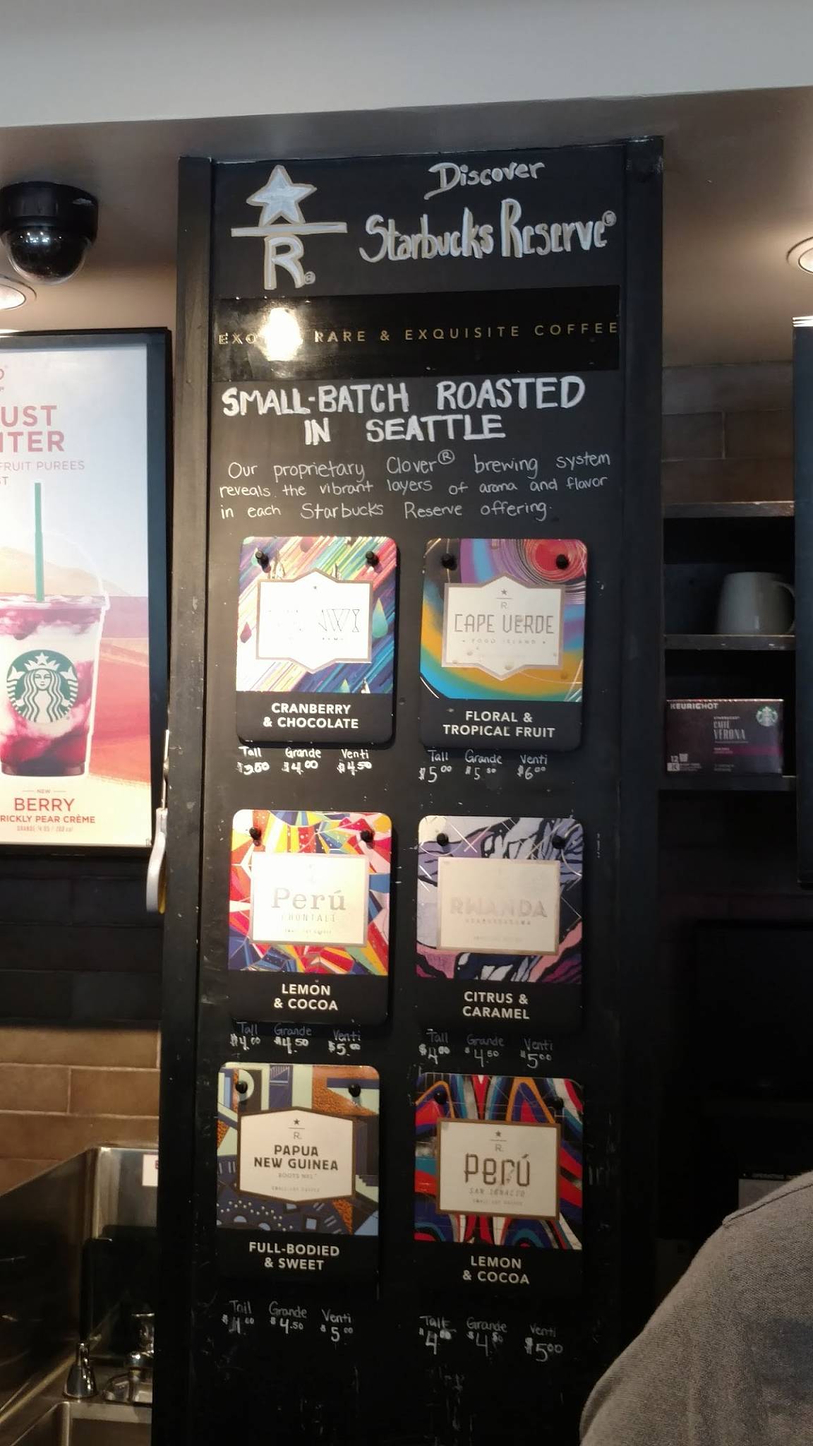 Menu at Starbucks cafe, West Palm Beach, 600 S Rosemary Ave #140