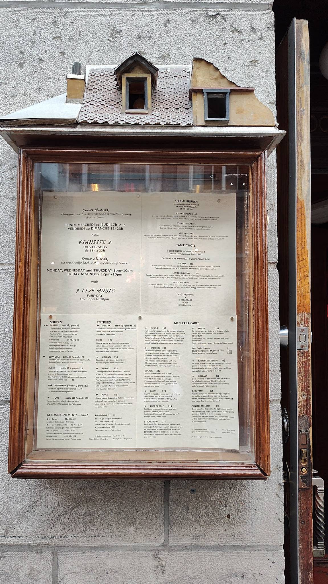 Menu at Stash Café, Montréal