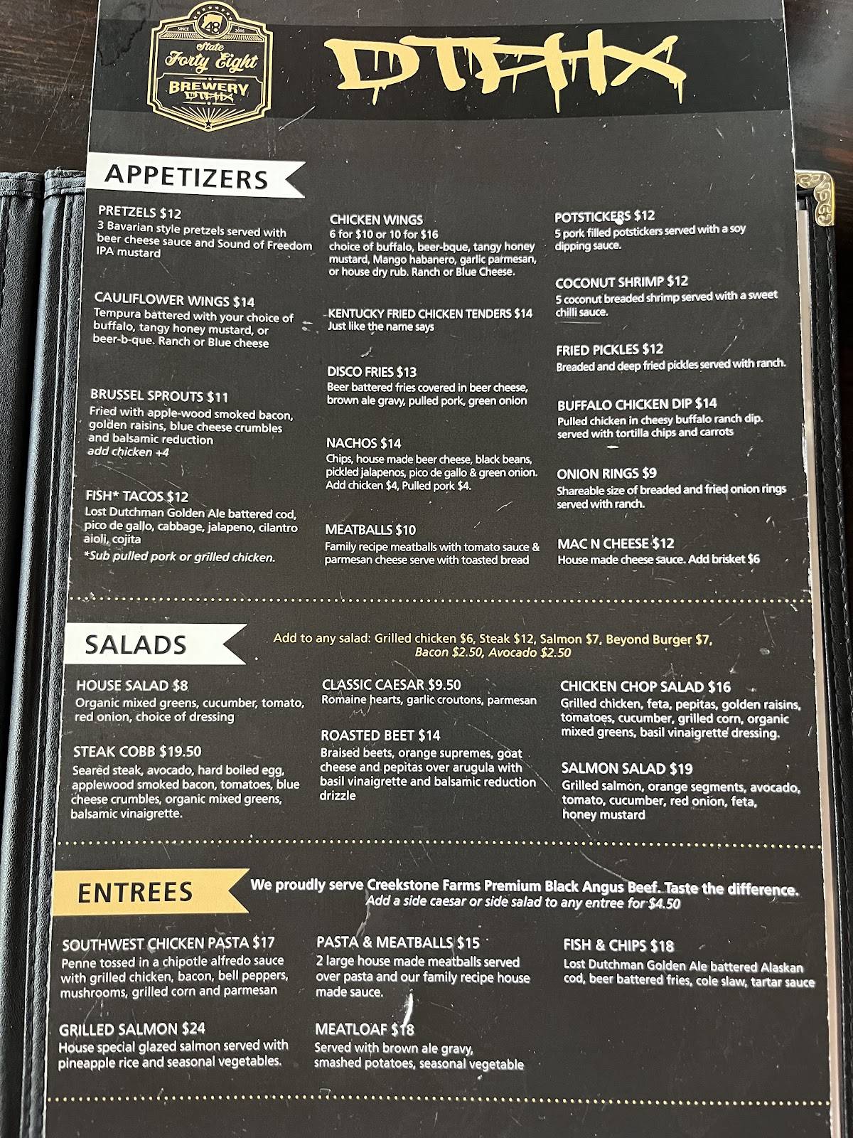 Menu at State 48 Brewery - DTPHX pub & bar, Phoenix