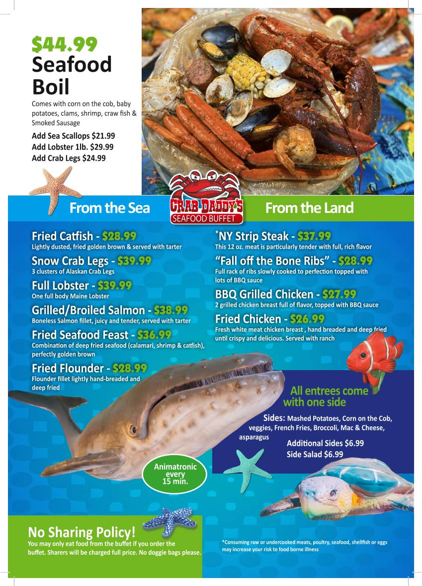 Menu at Crab Daddy's Seafood Buffet Restaurant, Murrells Inlet