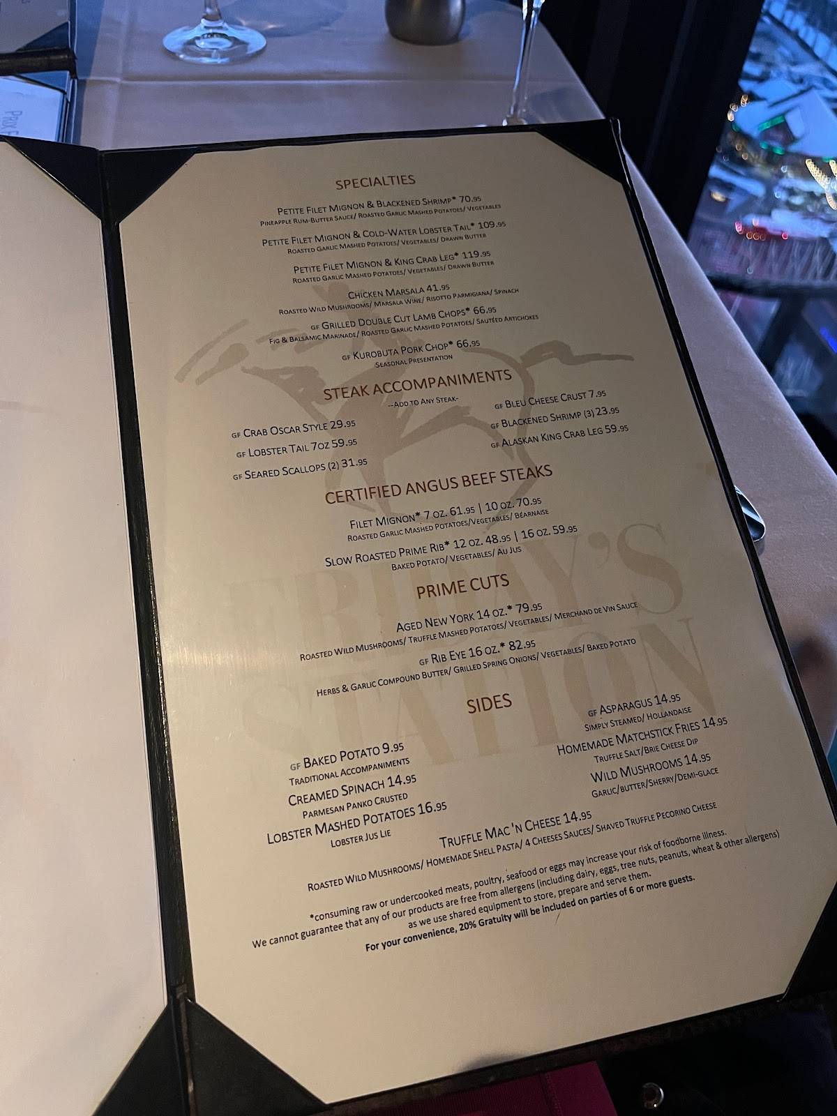 Menu at Fridays Station Steak & Seafood Grill steakhouse, Stateline, 15 ...