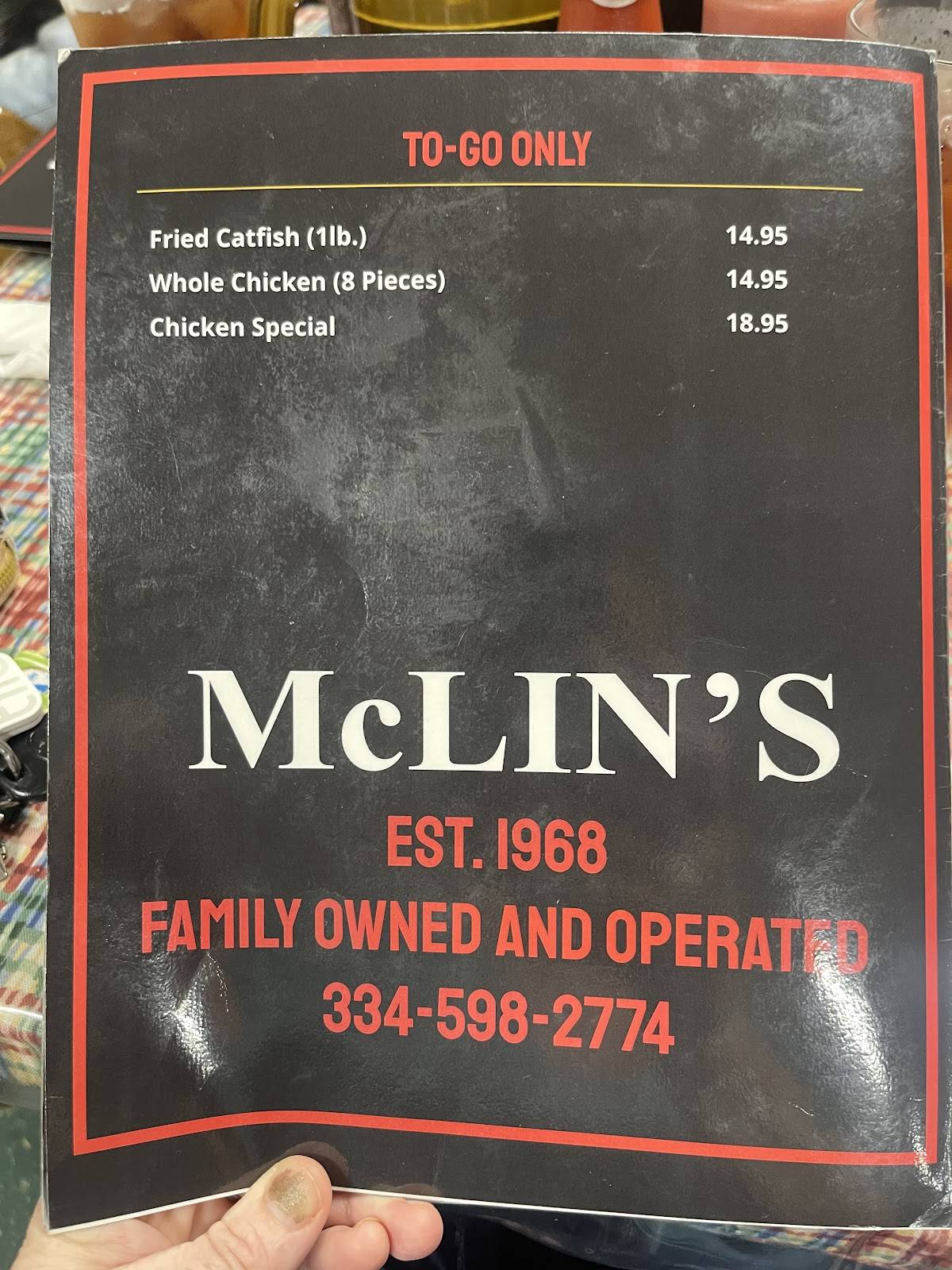Menu at McLin's Restaurant, Daleville, 2 Old Newton Rd