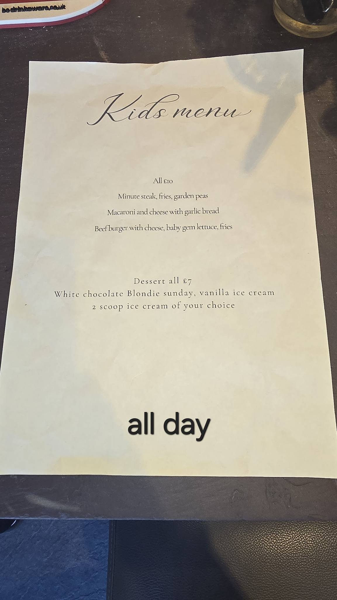 Menu at Netherton Restaurant, Long Stratton